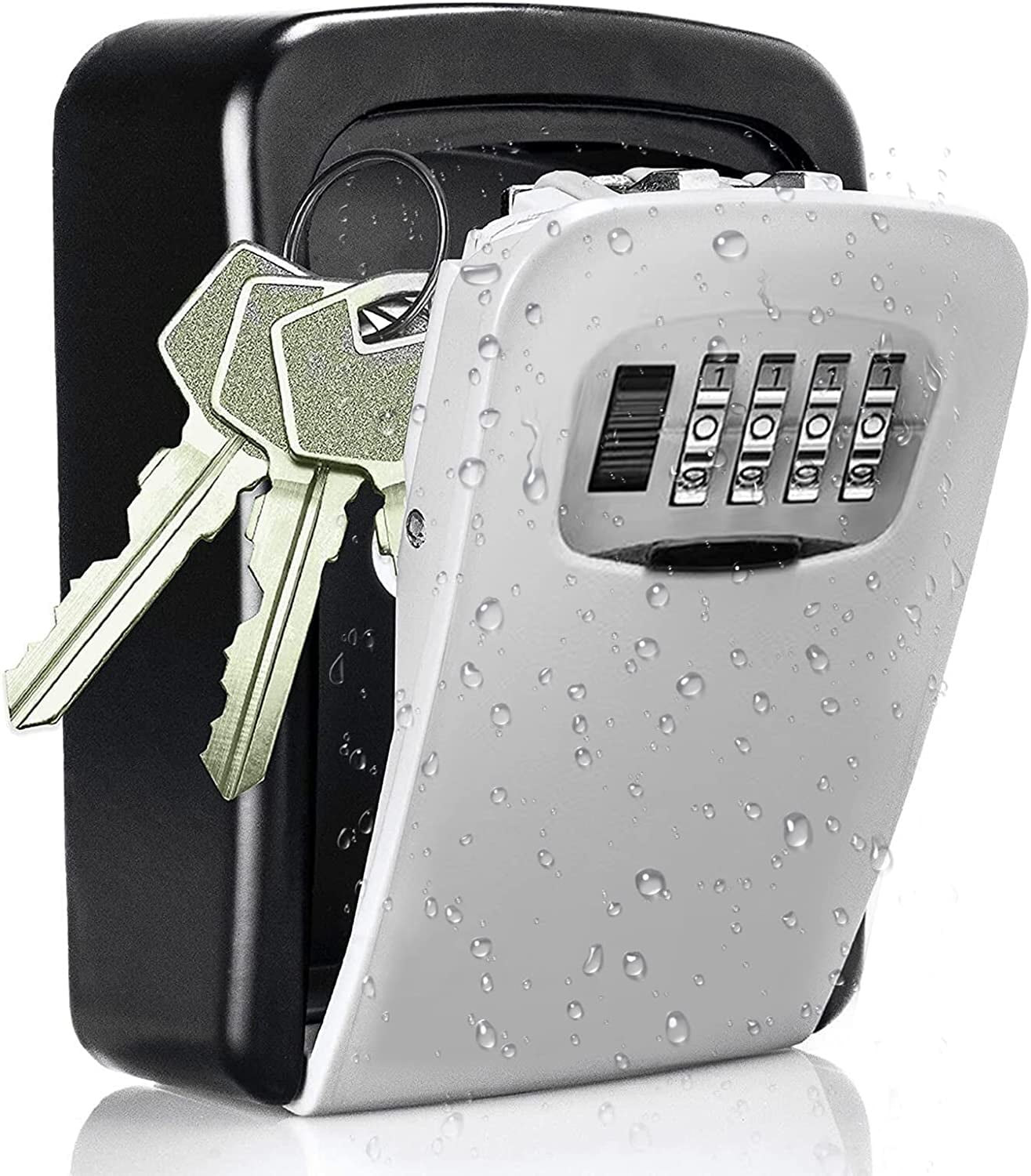 Security Key Lock Box 4 Digit Combination for House Wall Indoor Outdoor ...