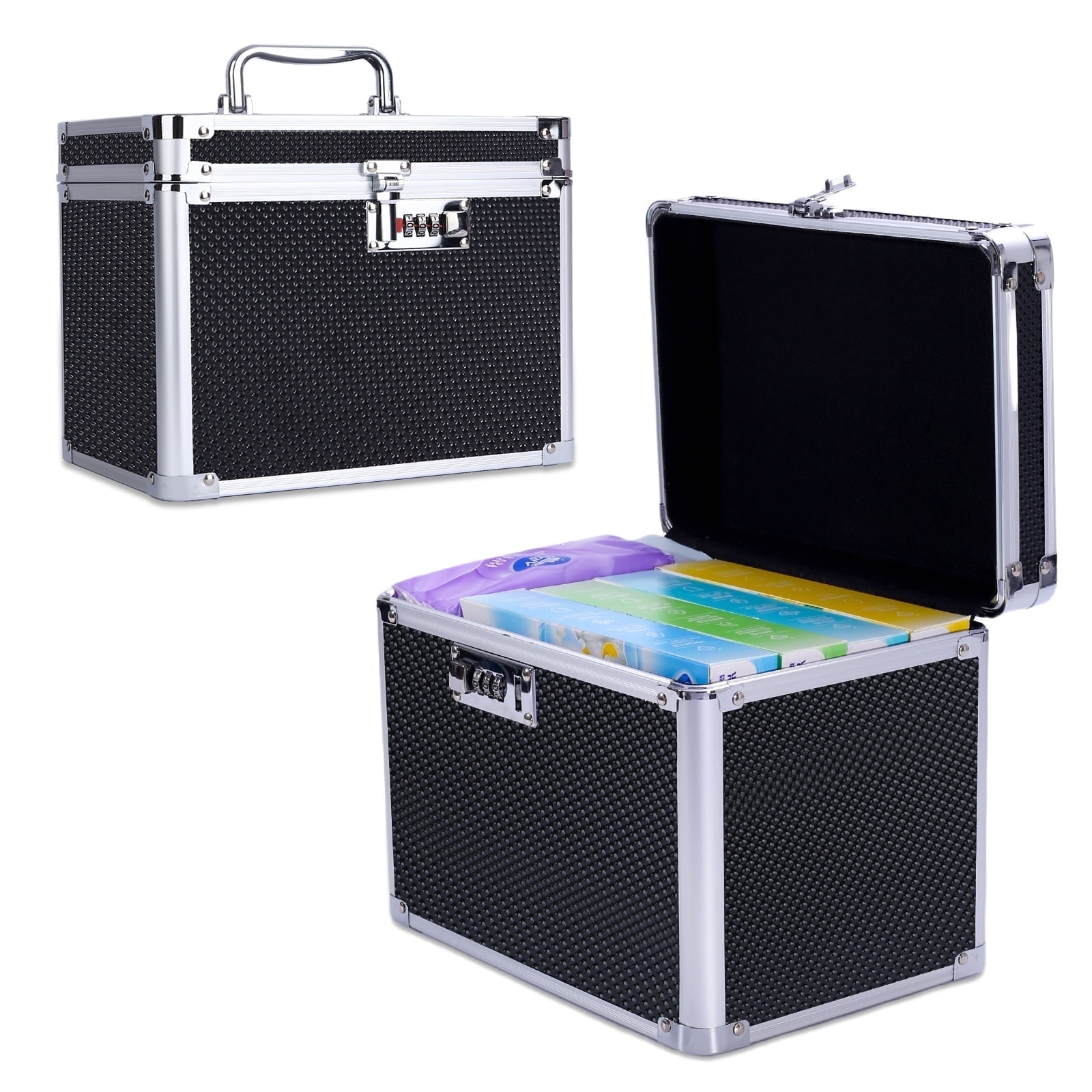 Buanson Security Lock Box Black Lockable Storage Box for Medicine ...