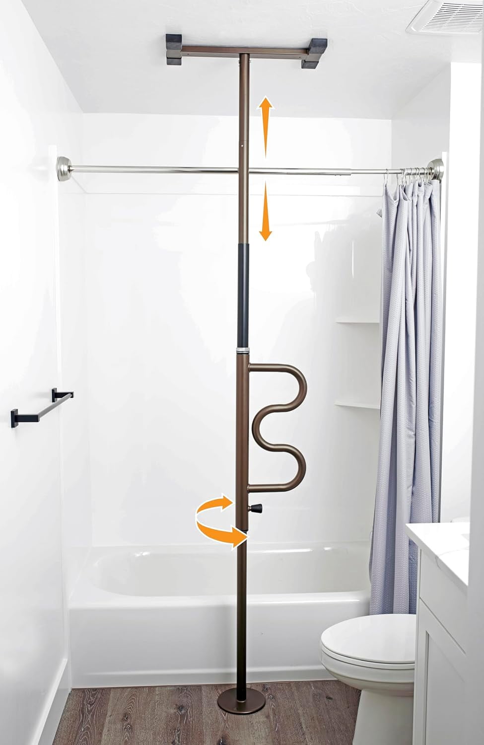 Security Pole and Curve Grab Elderly Tension Mounted Floor to Ceiling ...
