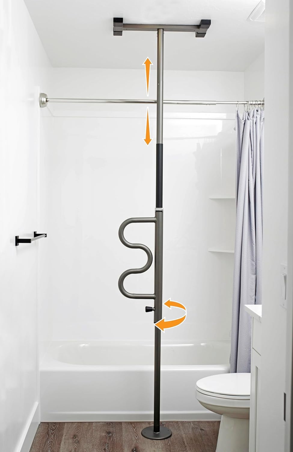 Security Pole and Curve Grab Elderly Tension Mounted Floor to Ceiling ...
