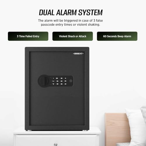 Security Safe Cabinet Personal Box, 1.7 Cuft with Digital Keypad Lock and Keys Safe Box for Cash ...