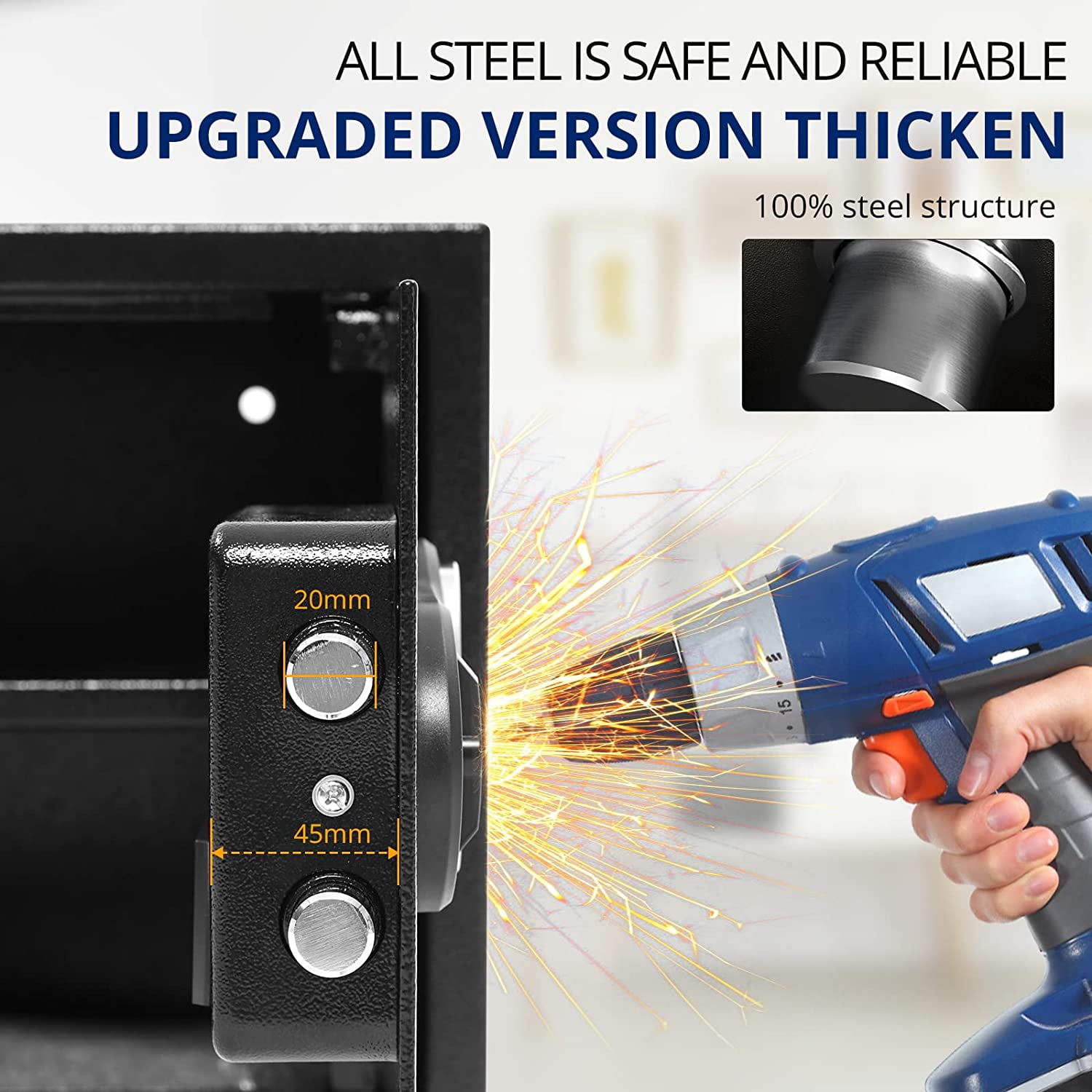 Security Safe with Digital Keypad Lock, Steel Safe with Interior Lining ...