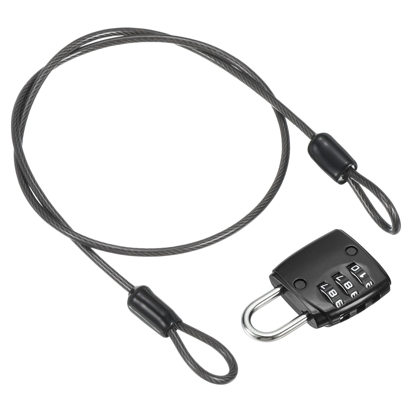 Security Steel Cable with 3 Digit Combination Lock, 1.6'/0.5M Coated ...