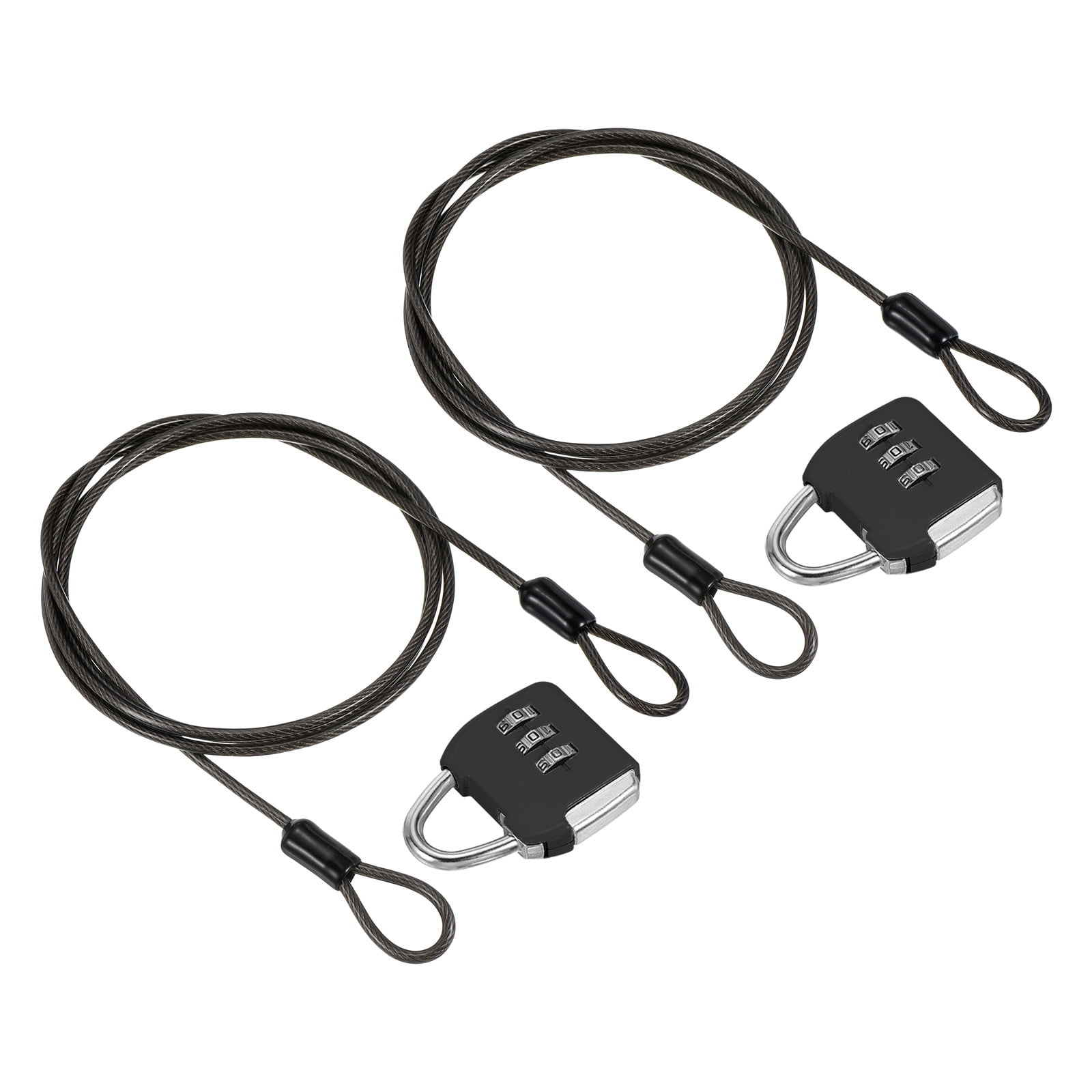 Security Steel Cable with 3 Digit Combination Lock, 2 Set Travel ...
