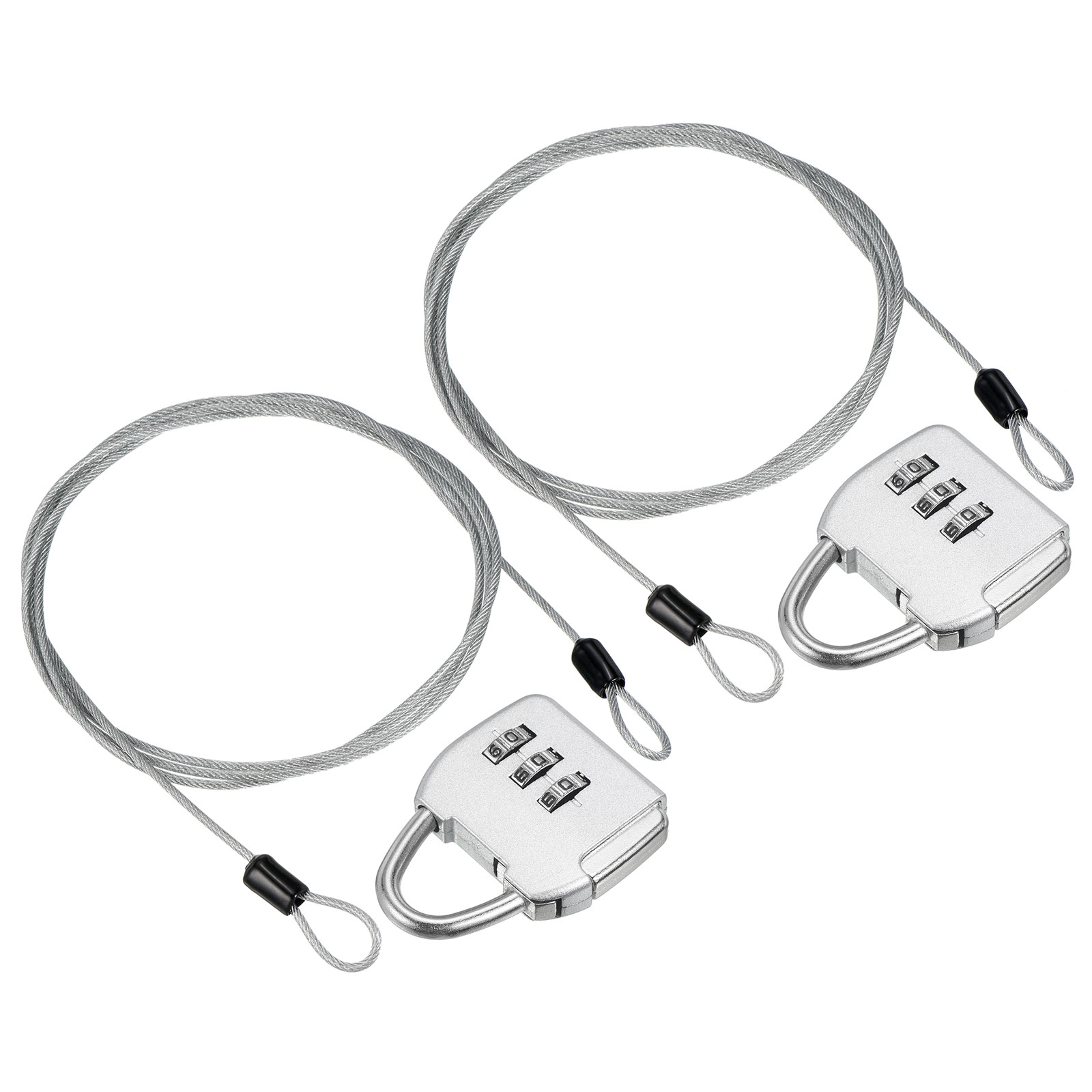 Security Steel Cable with 3 Digit Combination Lock, 2Set Travel Padlock ...