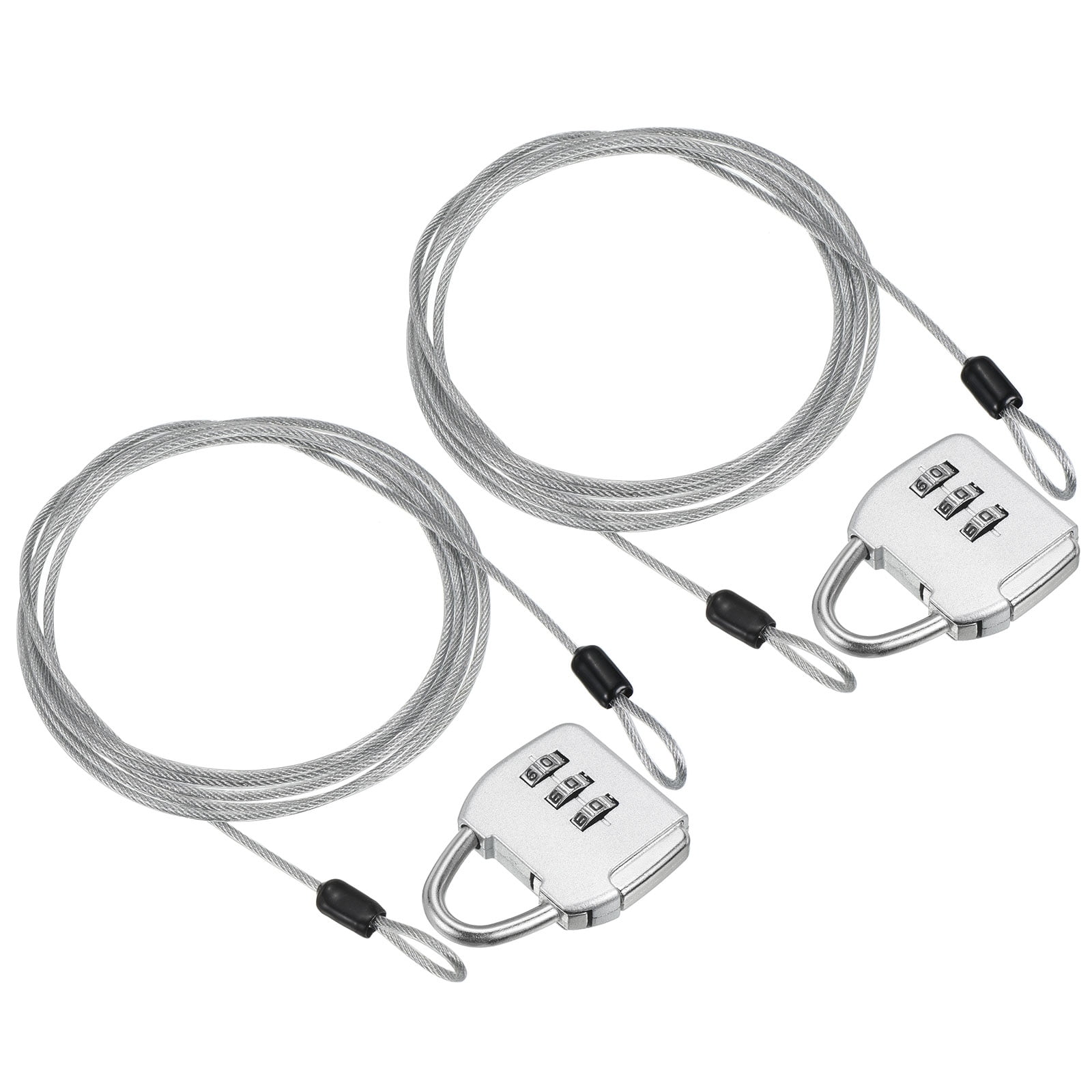 Security Steel Cable with 3 Digit Combination Lock, 2Set Travel Padlock ...