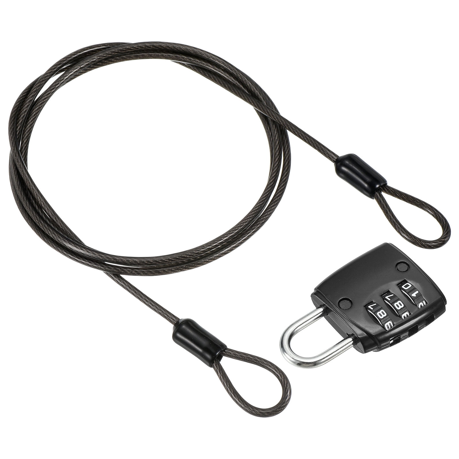 Security Steel Cable with 3 Digit Combination Lock, 3.3'/1M Coated ...