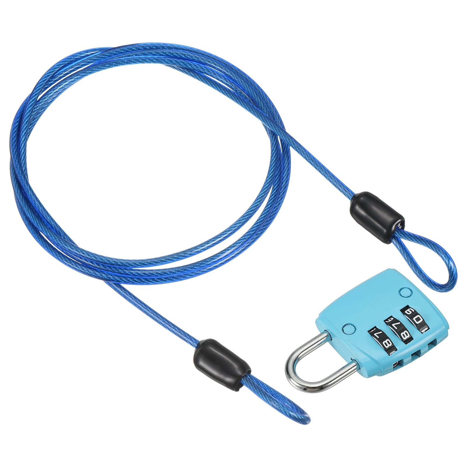 Security Steel Cable with 3 Digit Combination Lock, 3.3'/1M Coated ...