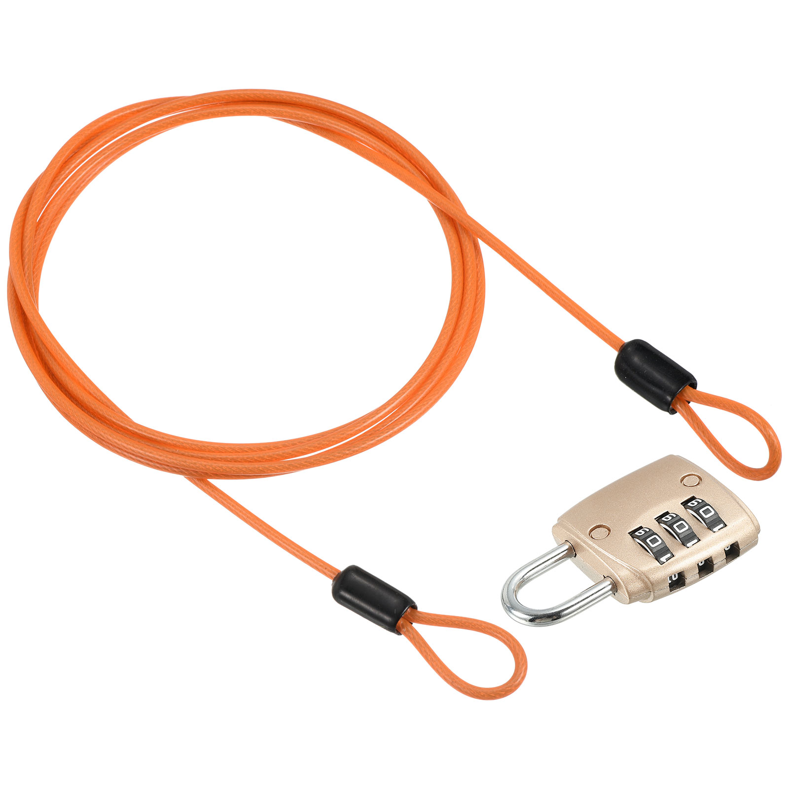 Security Steel Cable with 3 Digit Combination Lock, 4.9'/1.5M Coated ...