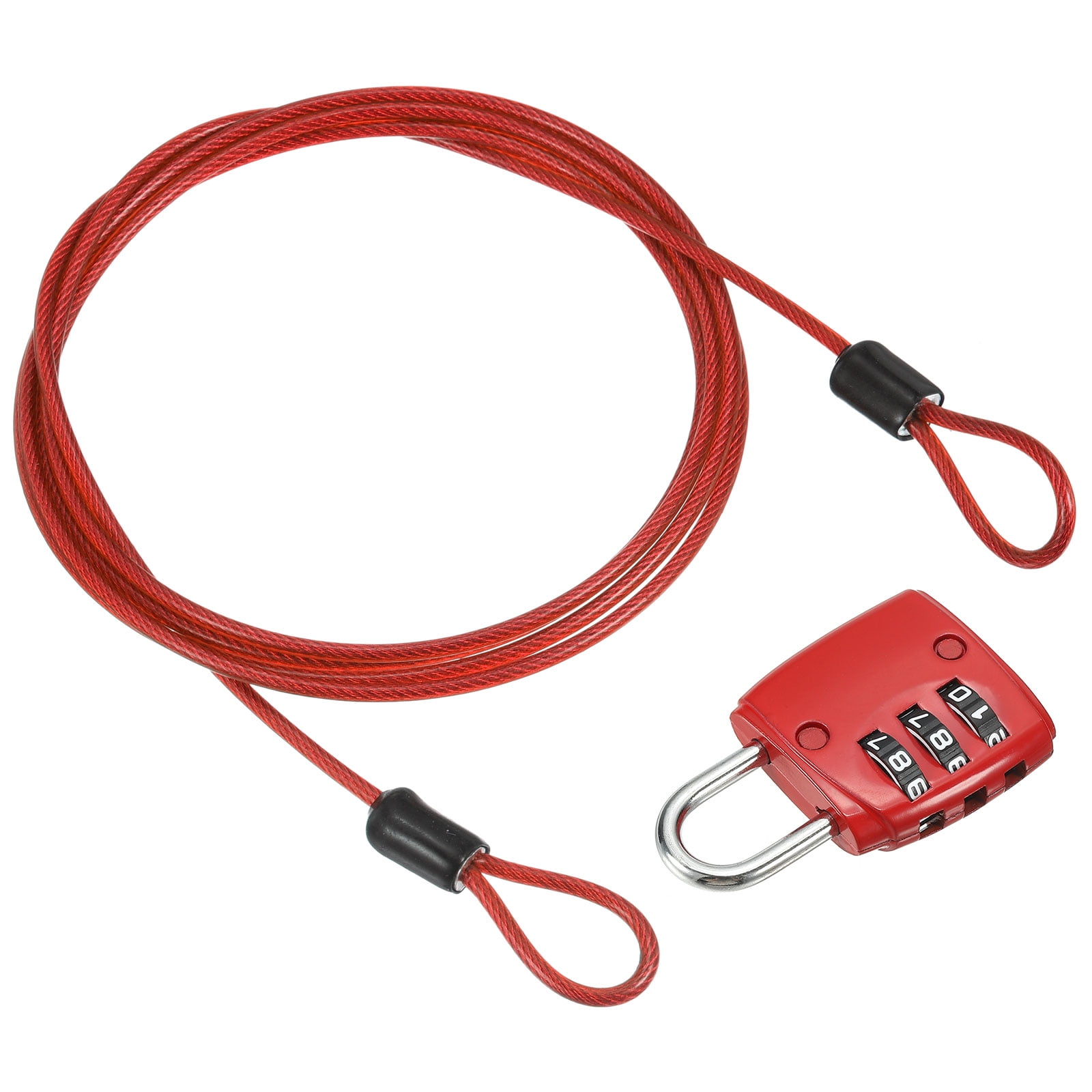 Security Steel Cable with 3 Digit Combination Lock, 4.9'/1.5M Coated ...