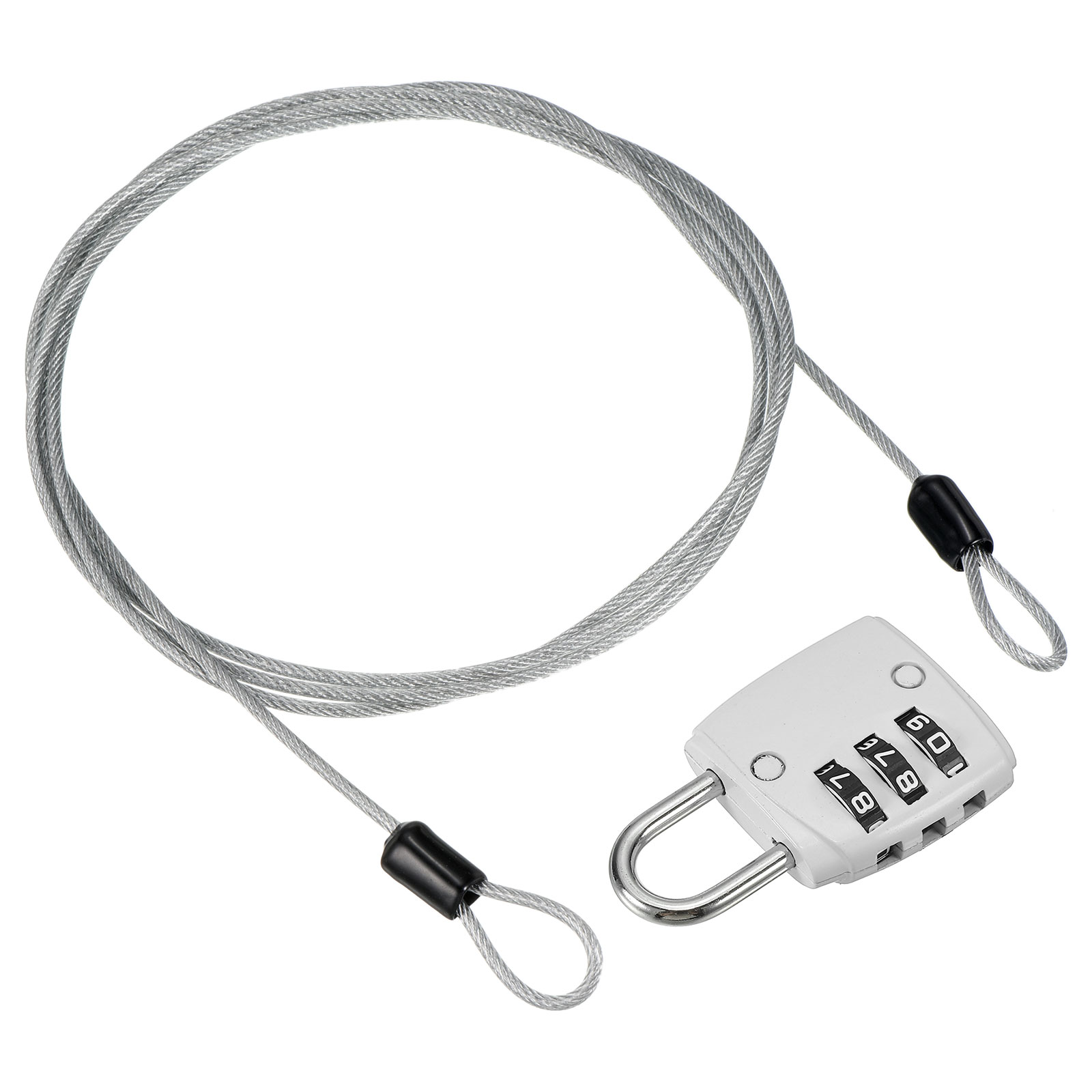 Security Steel Cable with 3 Digit Combination Lock, 4.9'/1.5M Coated ...