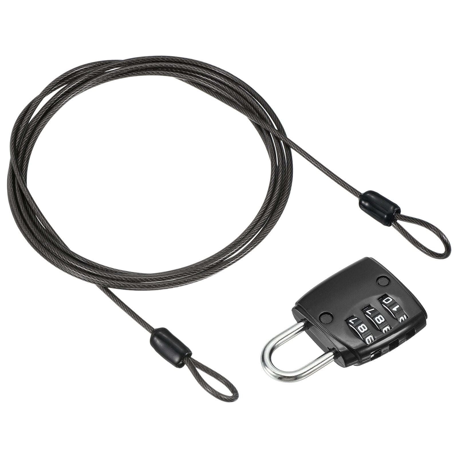 Security Steel Cable with 3 Digit Combination Lock, 6.6'/2M Coated ...