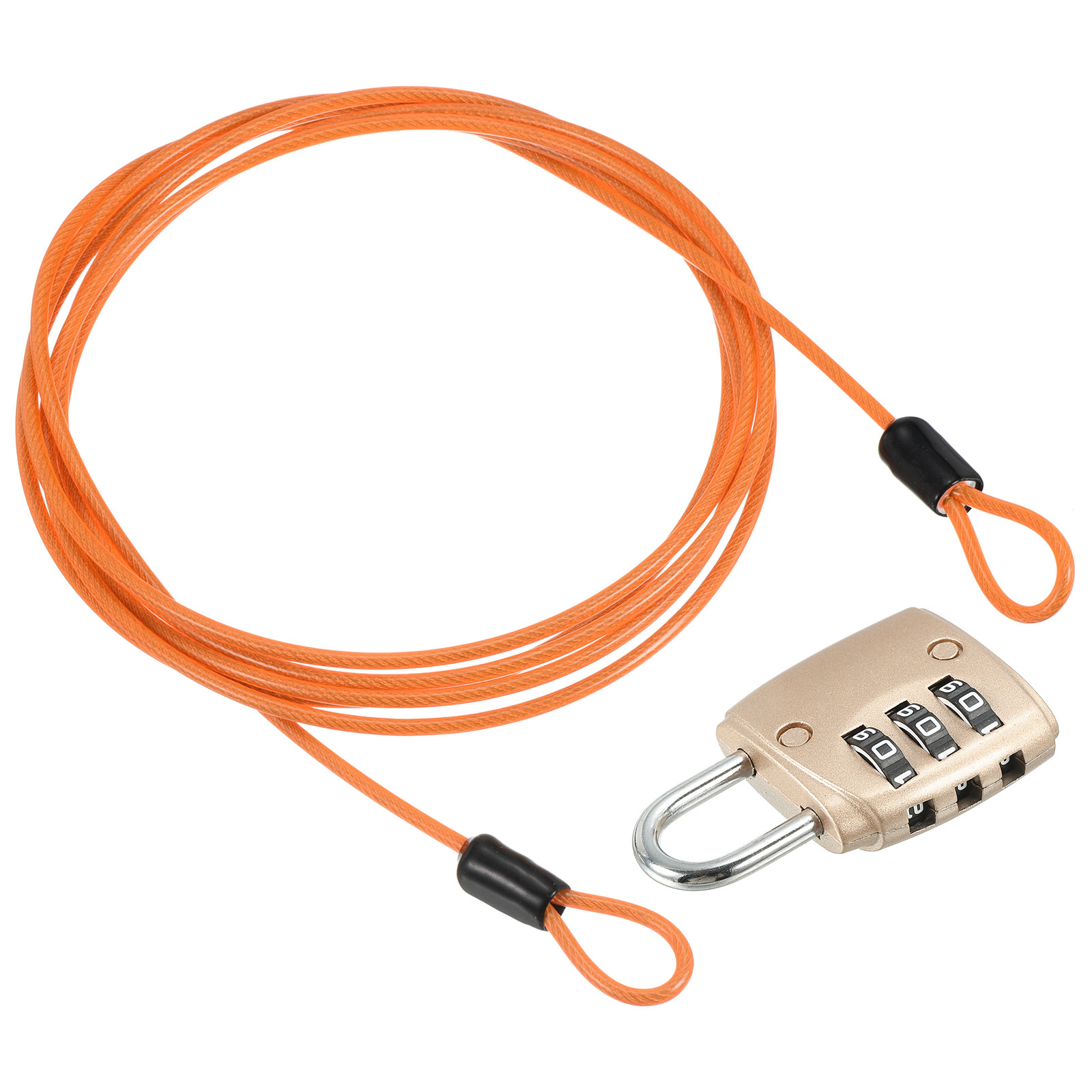 Security Steel Cable with 3 Digit Combination Lock, 6.6'/2M Coated ...