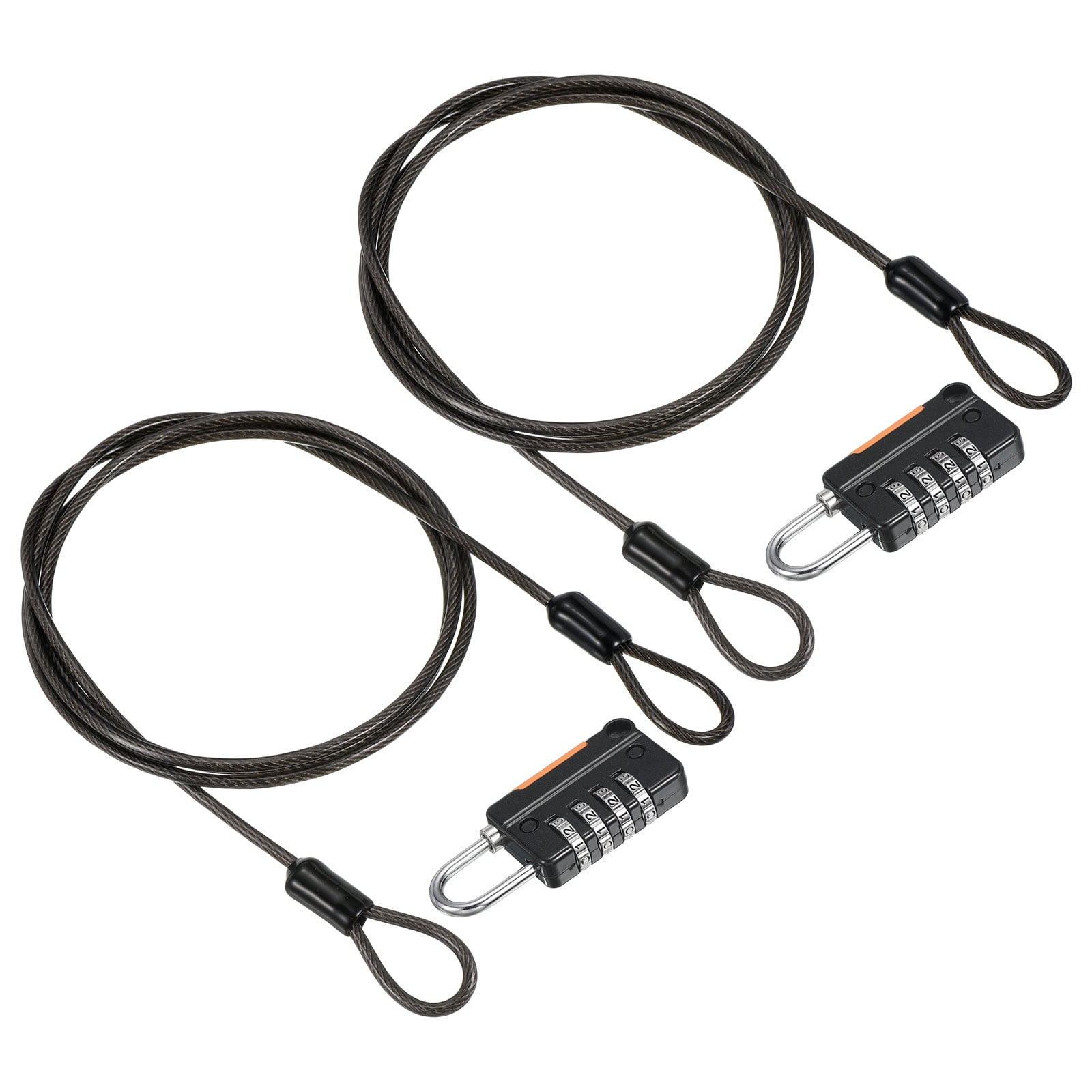 Security Steel Cable with 4 Digit Combination Lock, 2 Set 1.6Ft Coated ...