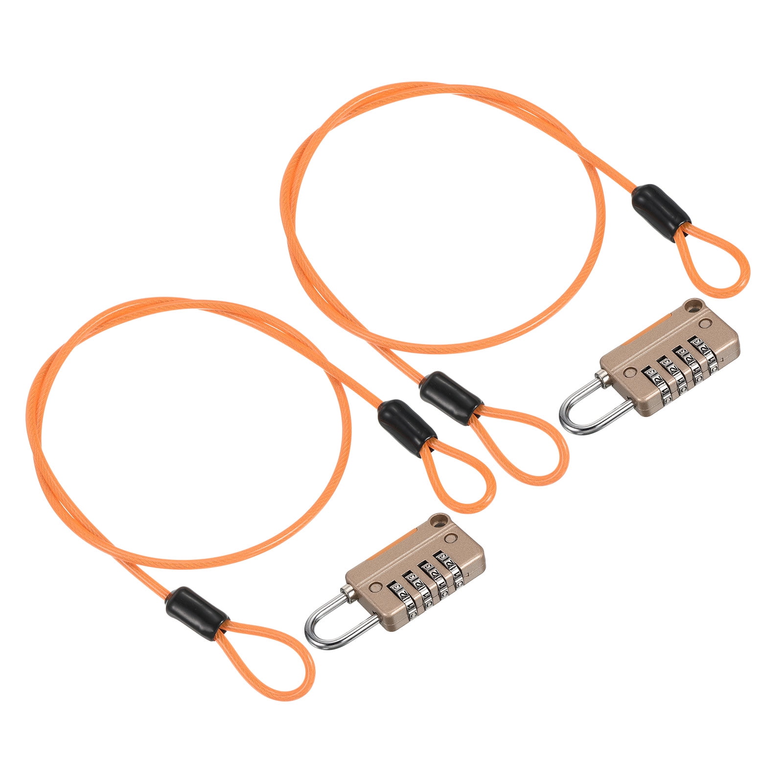 Security Steel Cable with 4 Digit Combination Lock, 2 Set 1.6Ft Coated ...