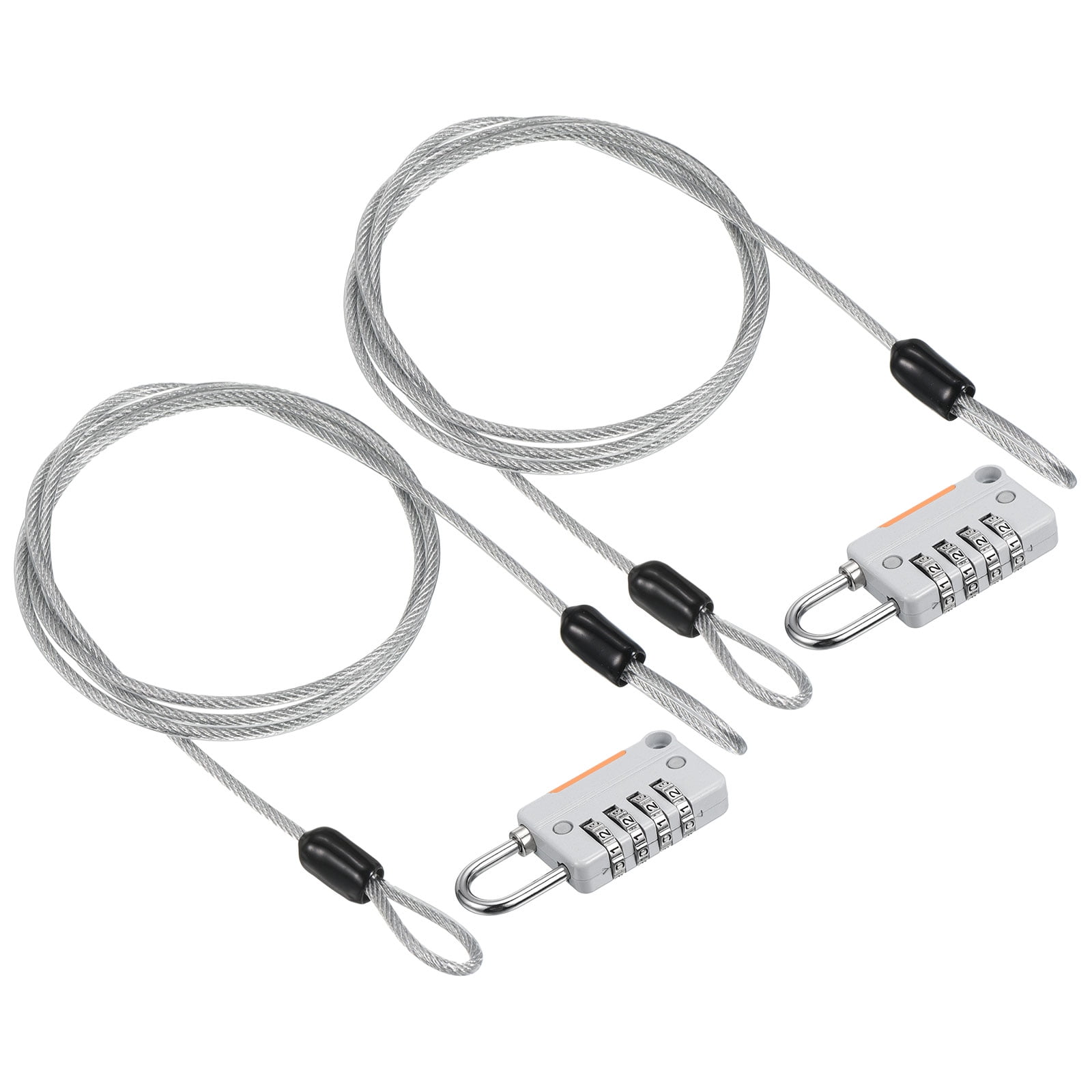 Security Steel Cable with 4 Digit Combination Lock, 2 Set 3.3Ft Coated ...