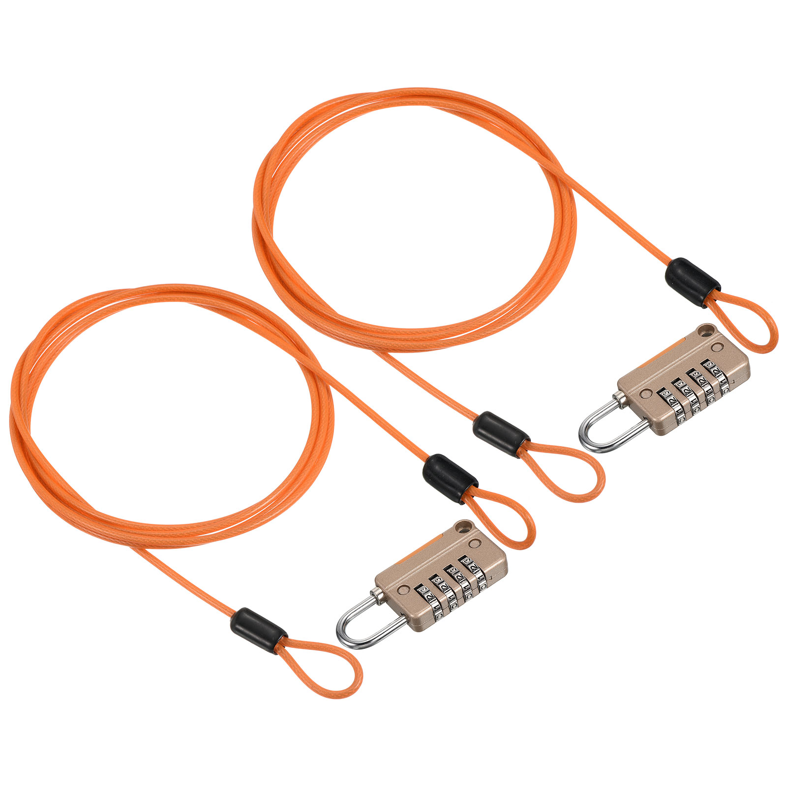 Security Steel Cable with 4 Digit Combination Lock, 2 Set 4.9Ft Coated ...