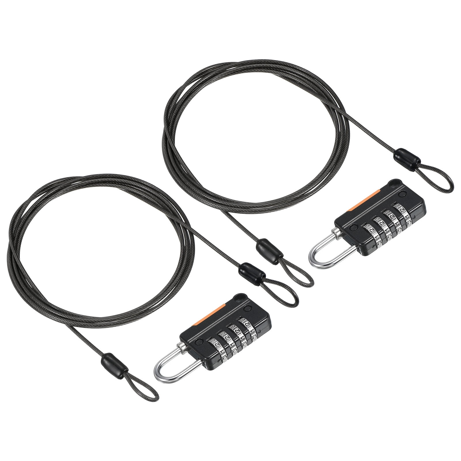 Security Steel Cable with 4 Digit Combination Lock, 2 Set 6.6Ft Coated ...