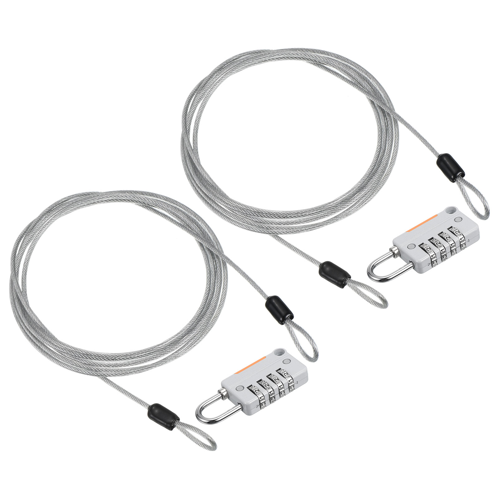 Security Steel Cable with 4 Digit Combination Lock, 2 Set 6.6Ft Coated ...