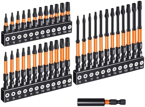 Security Torx Bit Set, Torx Bit Set 36-Piece T5-T40 with 1/2/3" Tamper ...