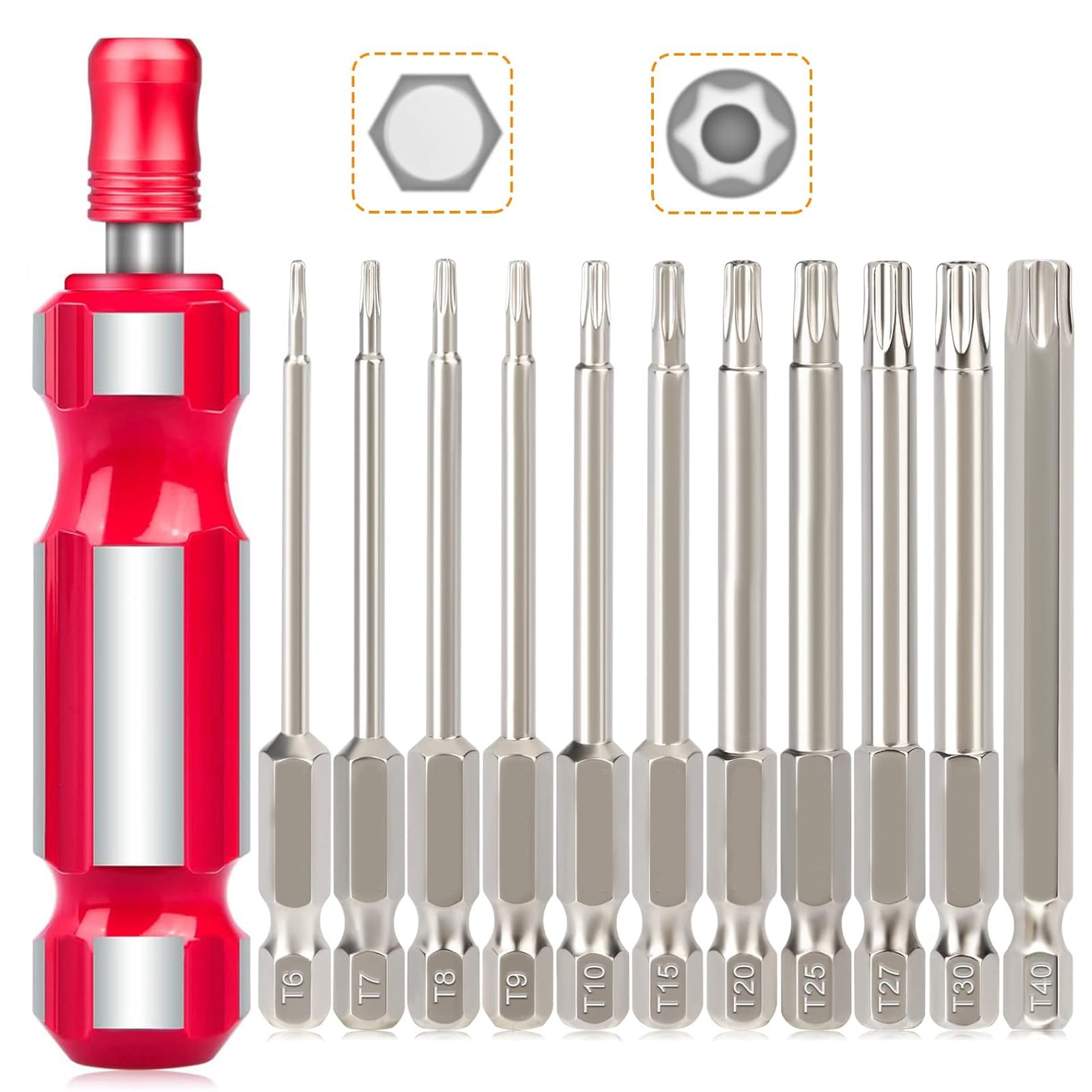 Security Torx Bit Set with 1/4'' Quick Release Bit Driver,11Pcs Tamper ...