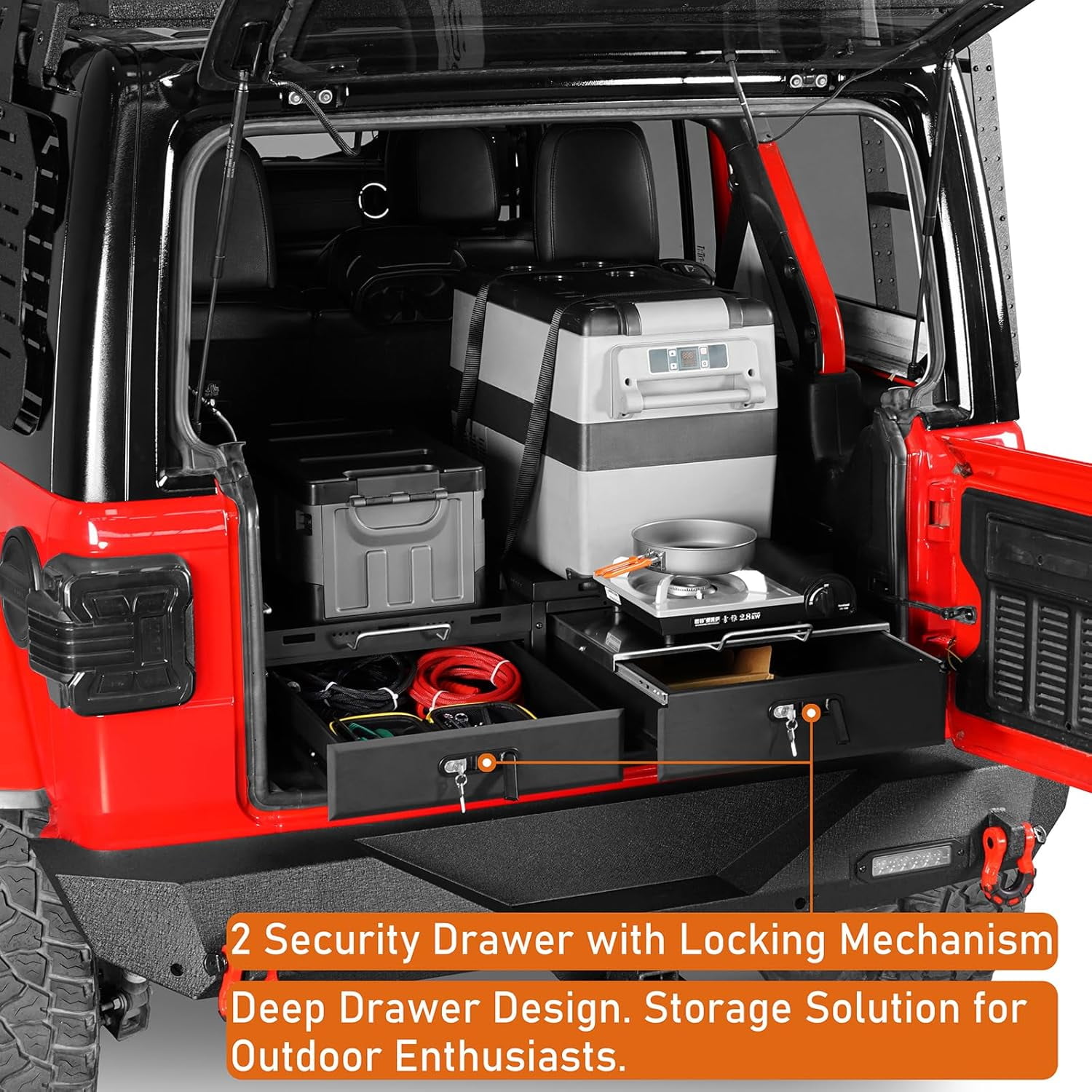 Security Trunk Storage Gun Safe Lock Box with 2 Lockable Drawers ...