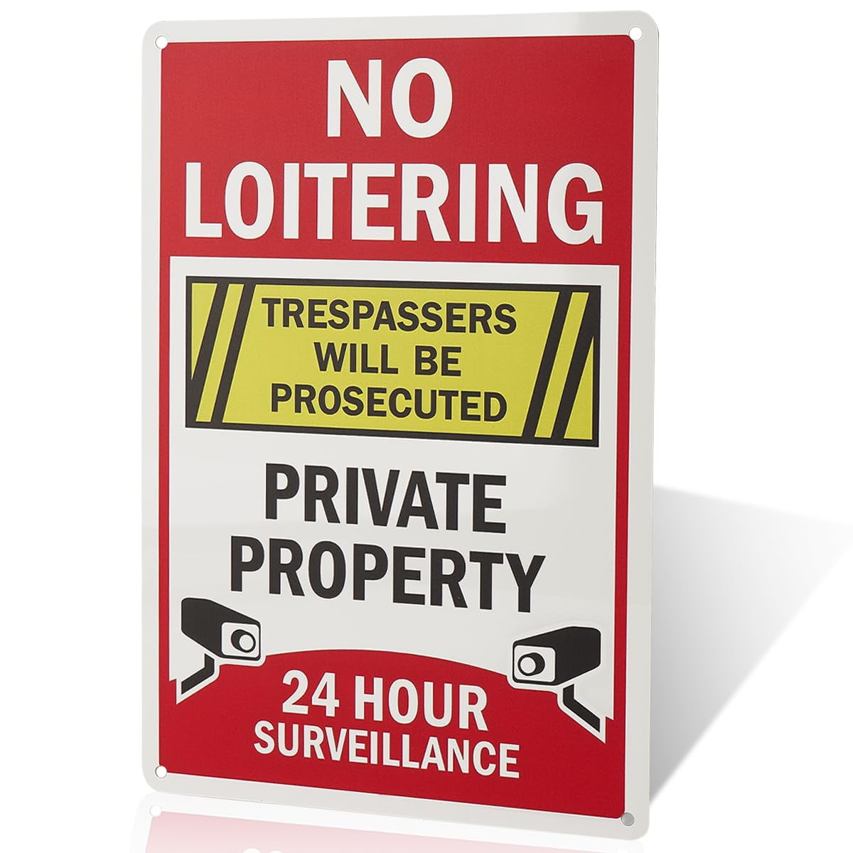 Security Warning Signs, Video Surveillance Notice, No Loitering Private ...