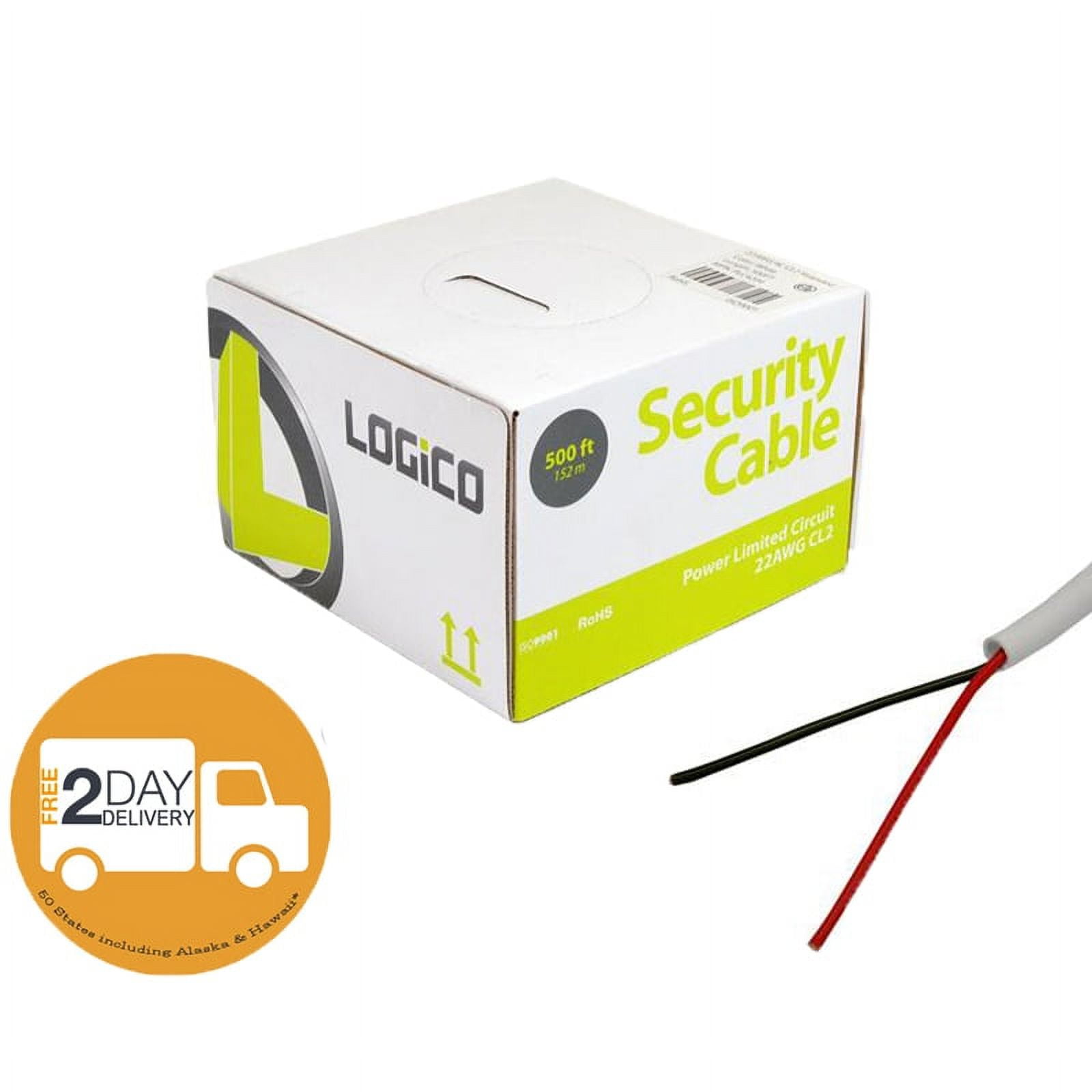 Security Wire Burglar Alarm 22/2 Cable 500FT Stranded White 500 ...