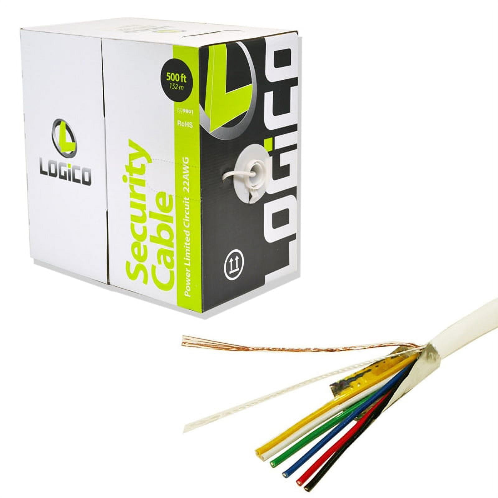 Security Wire Burglar Alarm 22/6 Cable 500FT Stranded Shielded White ...