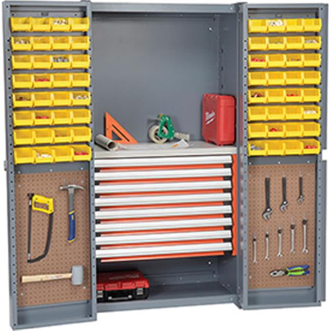 Security Work Center & Storage Cabinet with Peboards - 8 Drawers & 64 ...