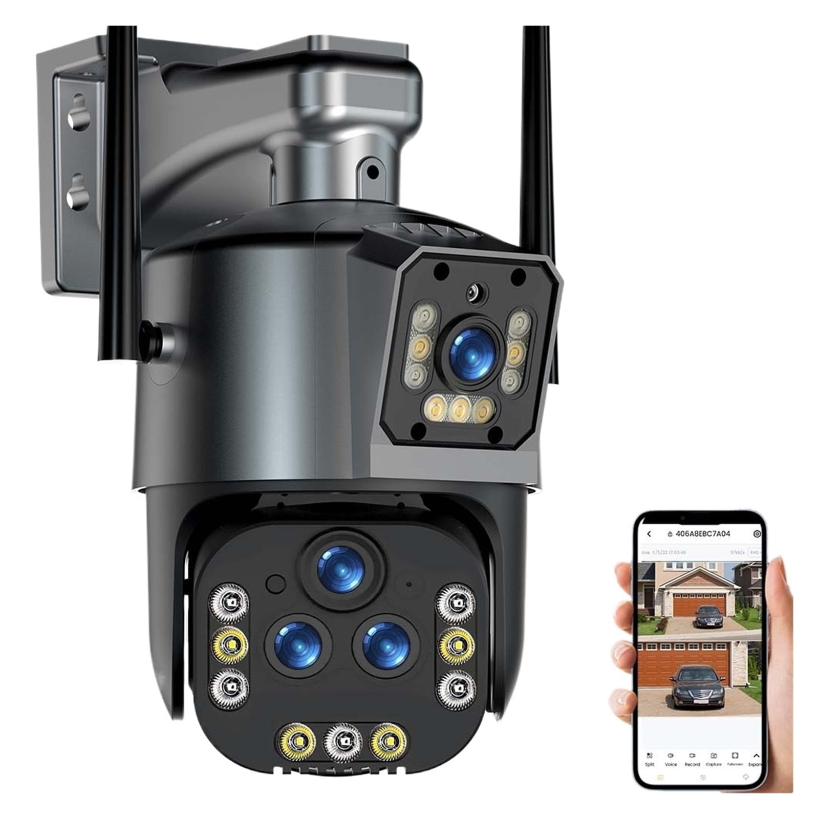 Security camera， 16MP 8K IP Camera 20X Zoom Outdoor Wireless Security Camera 4K Four Lens PTZ ...