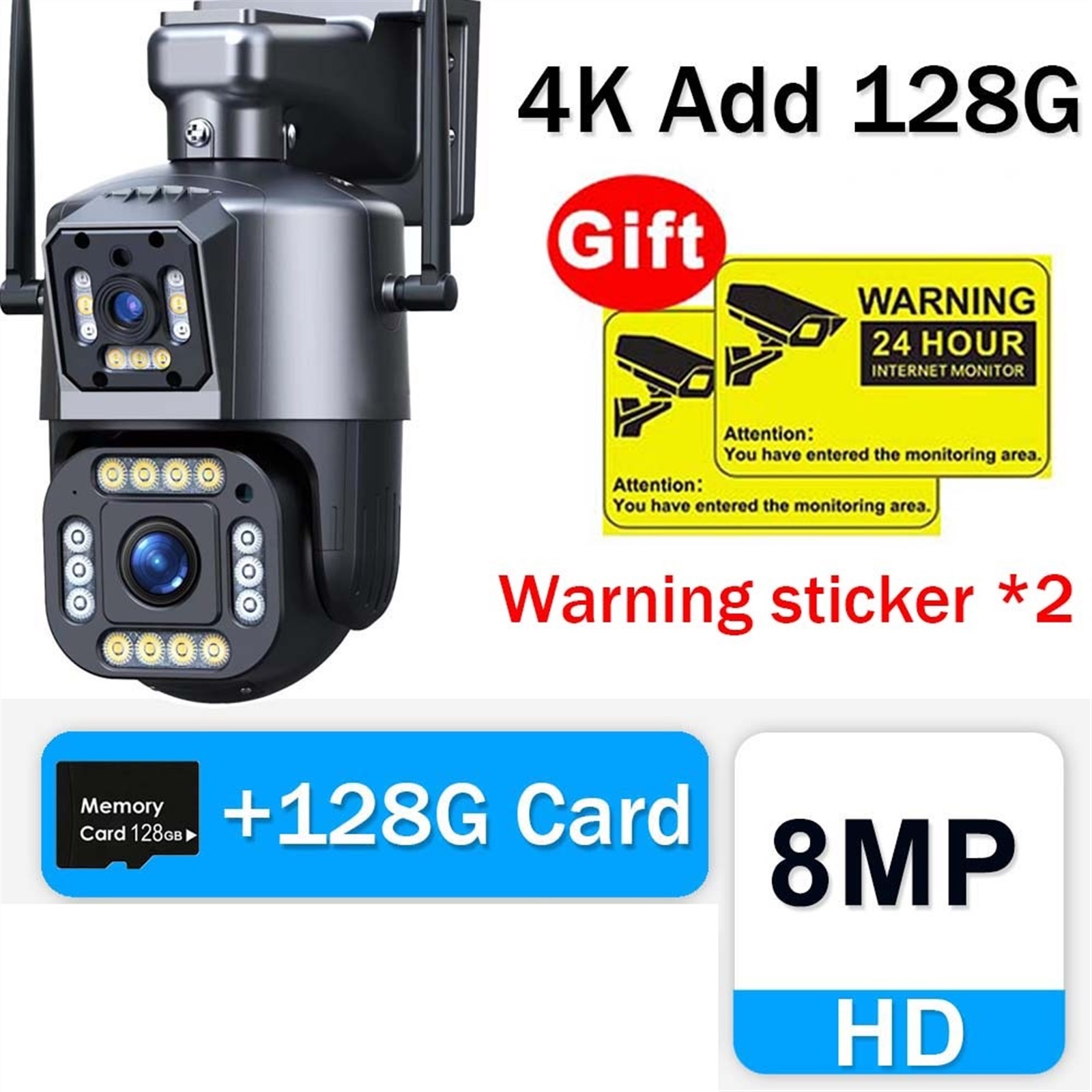 Security camera， 20MP 10K IP Camera 20X Zoom Five Lens Outdoor Wireless ...