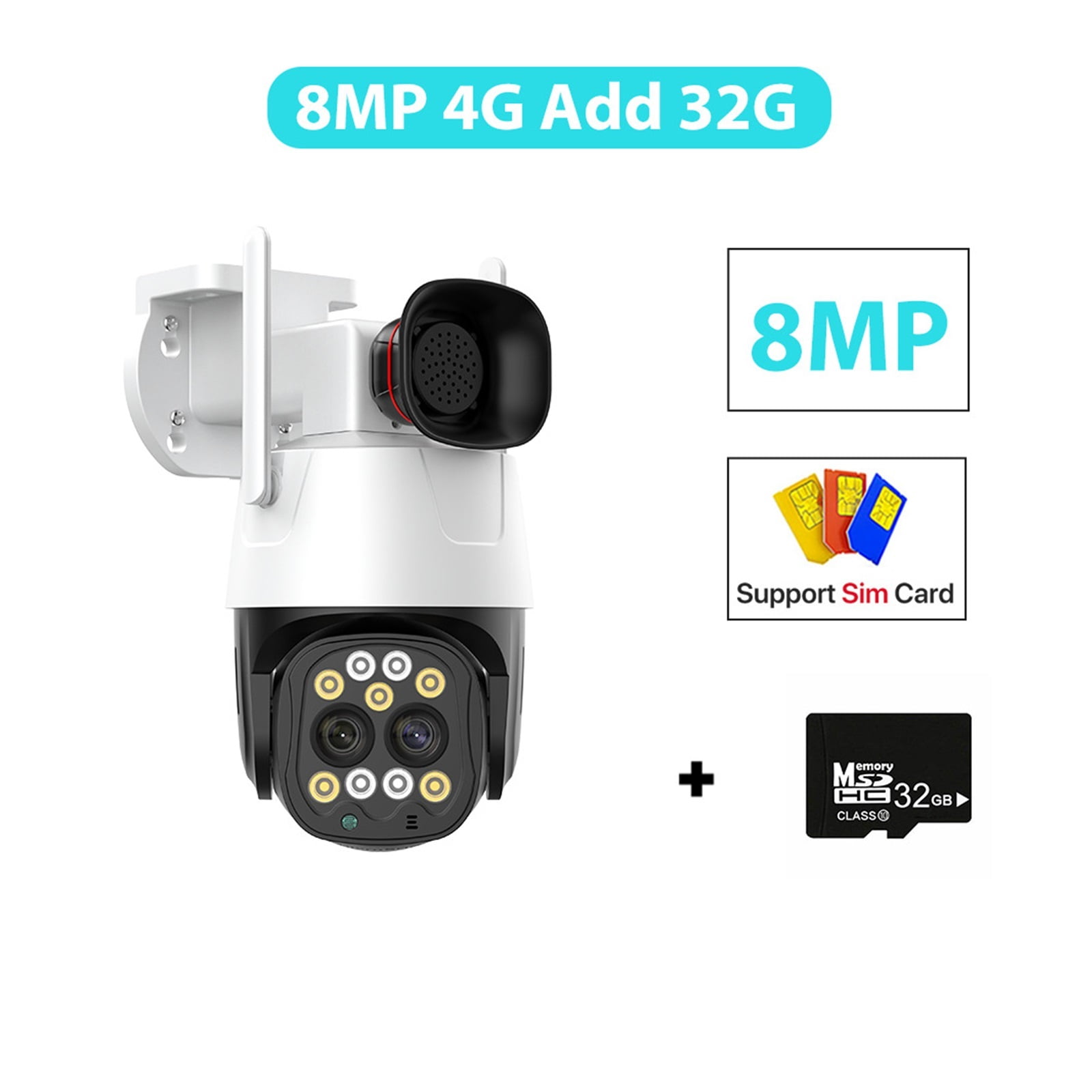 Security camera， 4K 8MP 4G Sim Card Camera Outdoor 2.8mm-8mm Dual Lens ...