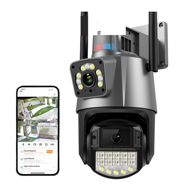 Security camera， 4K 8MP 4X Zoom PTZ Camera Outdoor HD 4MP Dual-Lens ...
