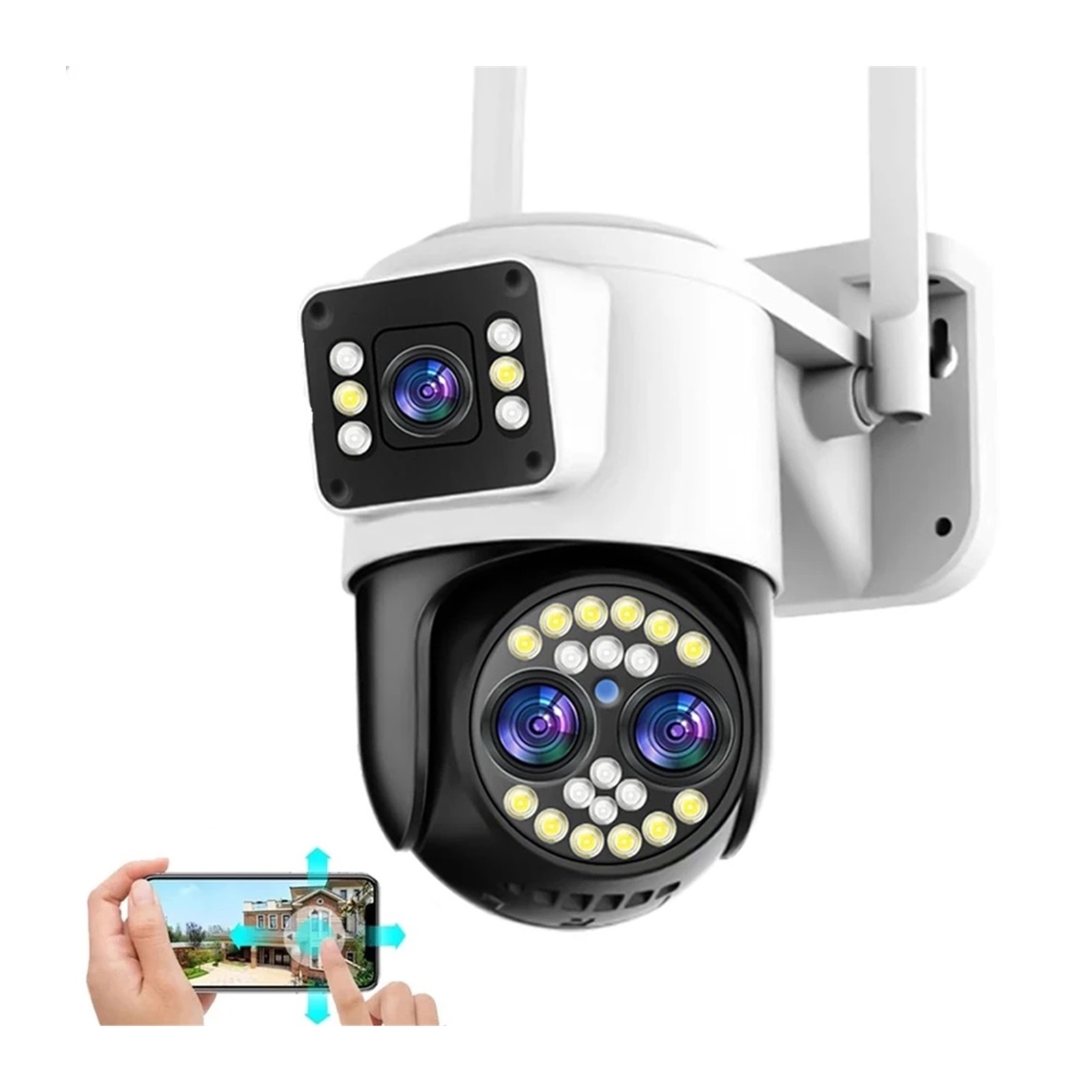 Security camera， 4K 8MP HD IP Camera Three Lens Dual Screens 10X Zoom ...