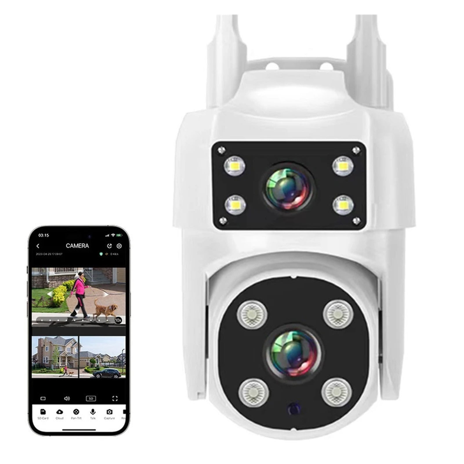 Security camera， 4MP 2K PTZ IP Camera Dual Lens Screen AI Human ...