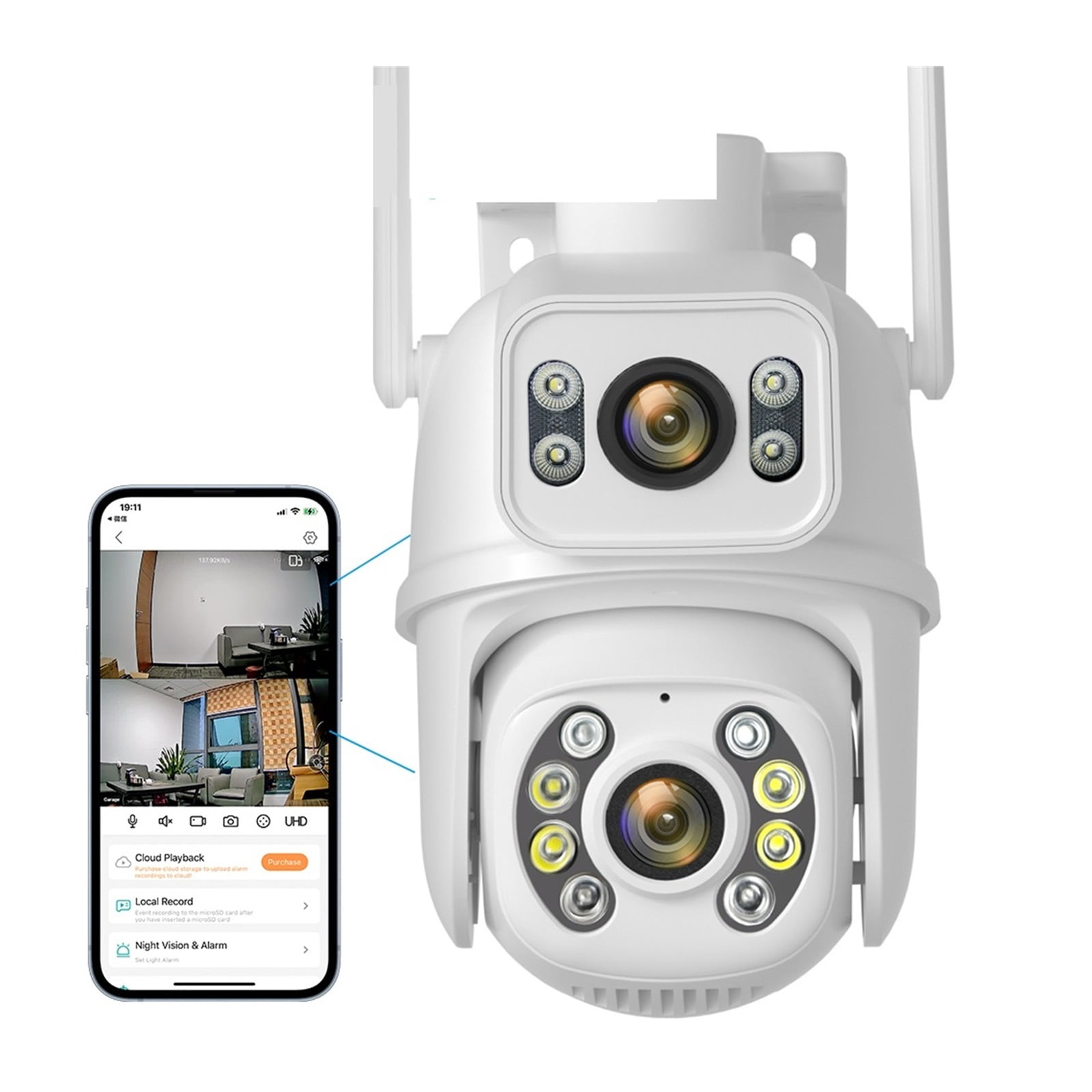 Security camera， 8MP 4K PTZ Camera Dual Lens With Dual Screen Ai Human ...