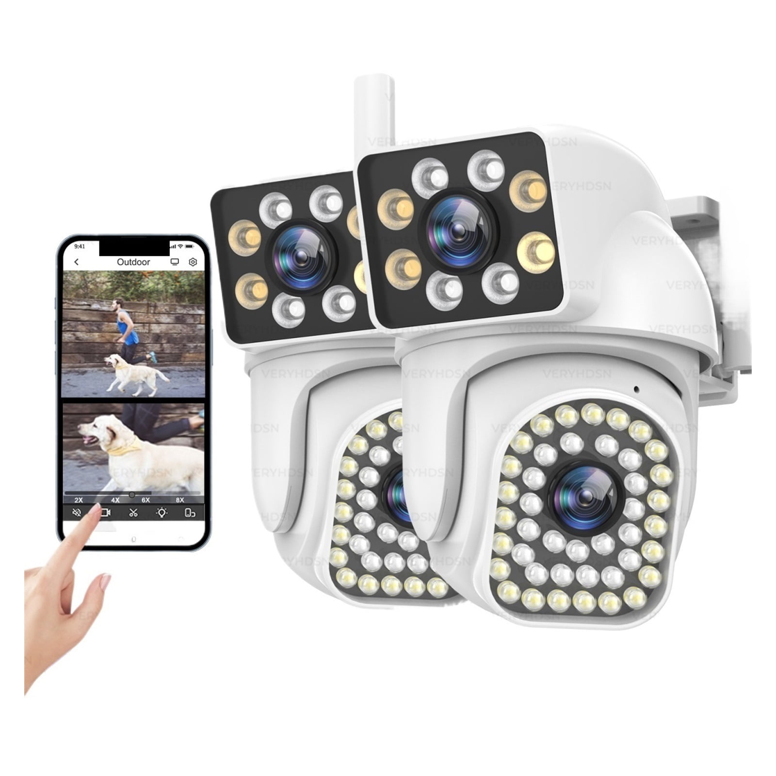 Security camera， 8MP IP Camera Dual Lens PTZ Full Color Night Vision ...