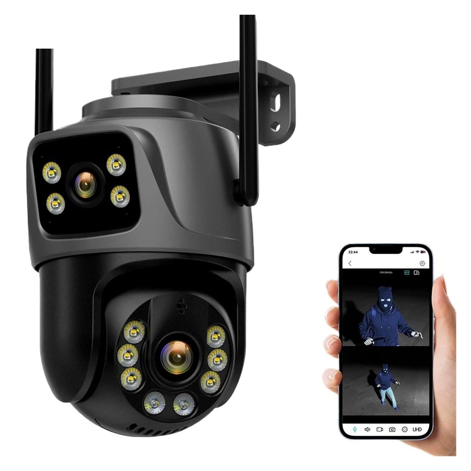Security camera， Dual Lens 360º Camera IP66 Security Protection 8MP 4K ...
