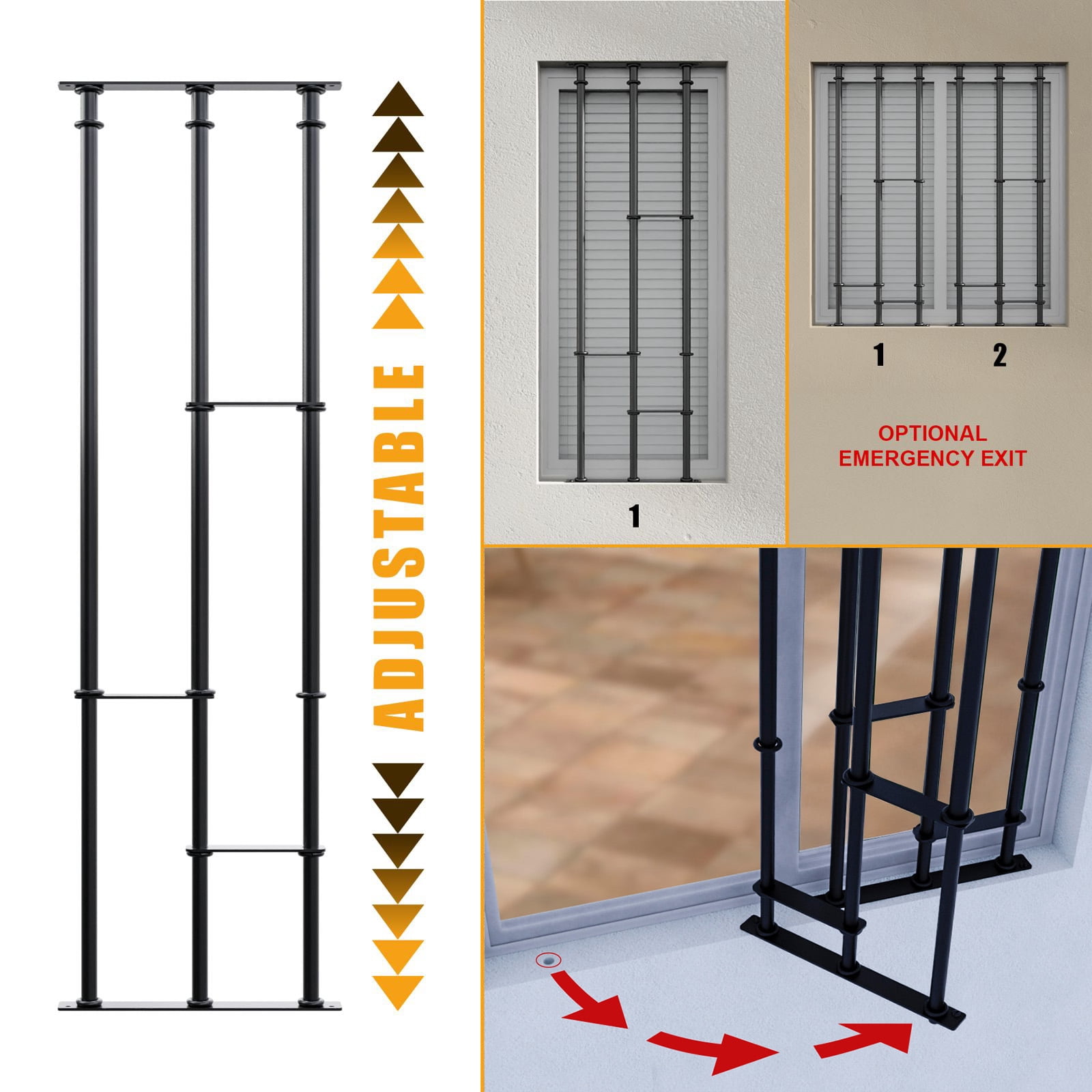 Security window bars Model "A/EXIT" with Emergency Exit - Walmart.com