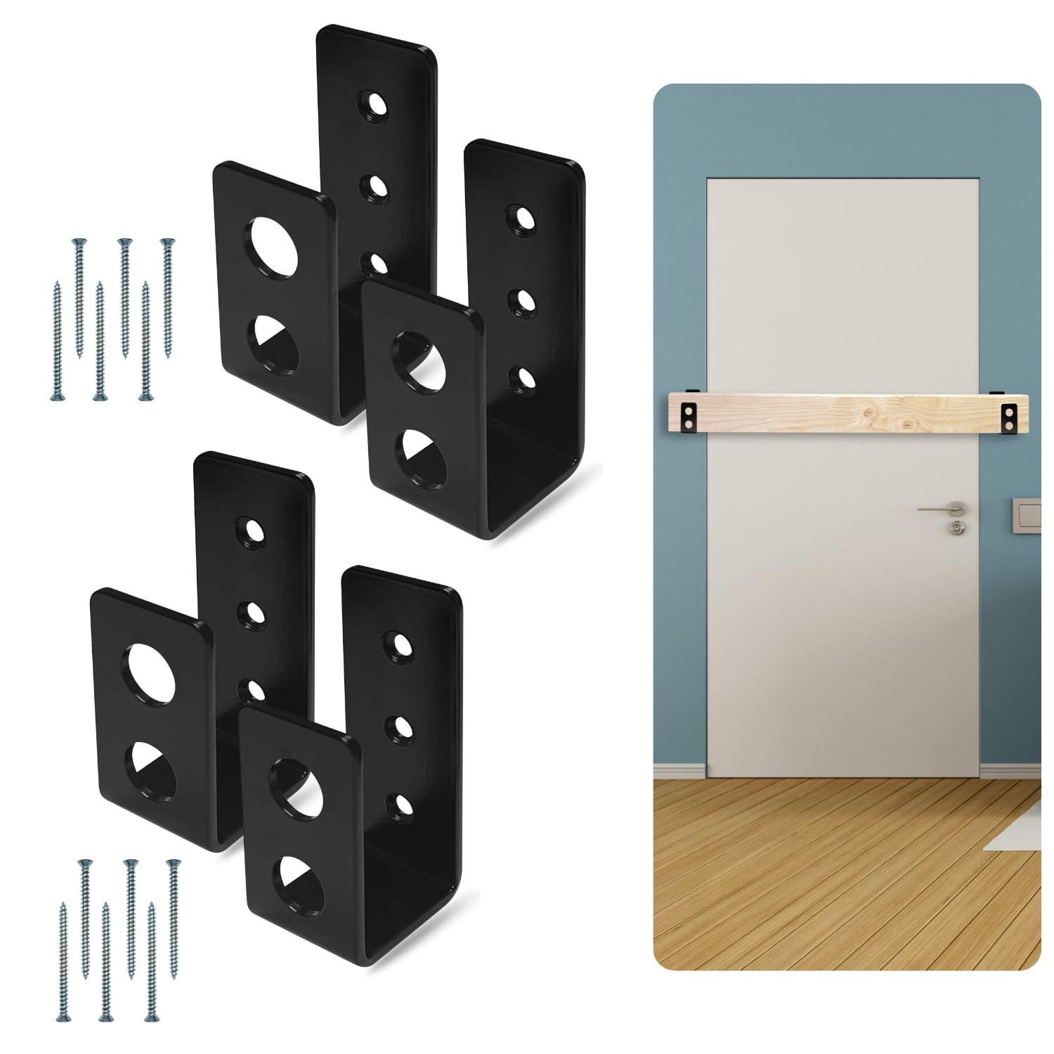 SecurityMan (2-PK) Heavy Duty 2x4 Door Barricade Brackets - of Force ...