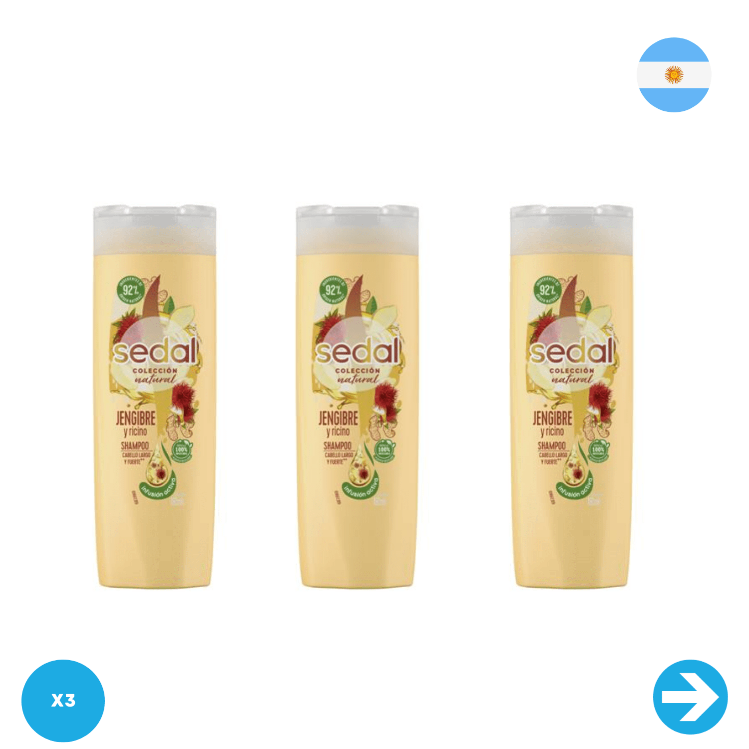 Sedal - Ginger & Castor Shampoo 190 Ml x3 Units - Walmart.com