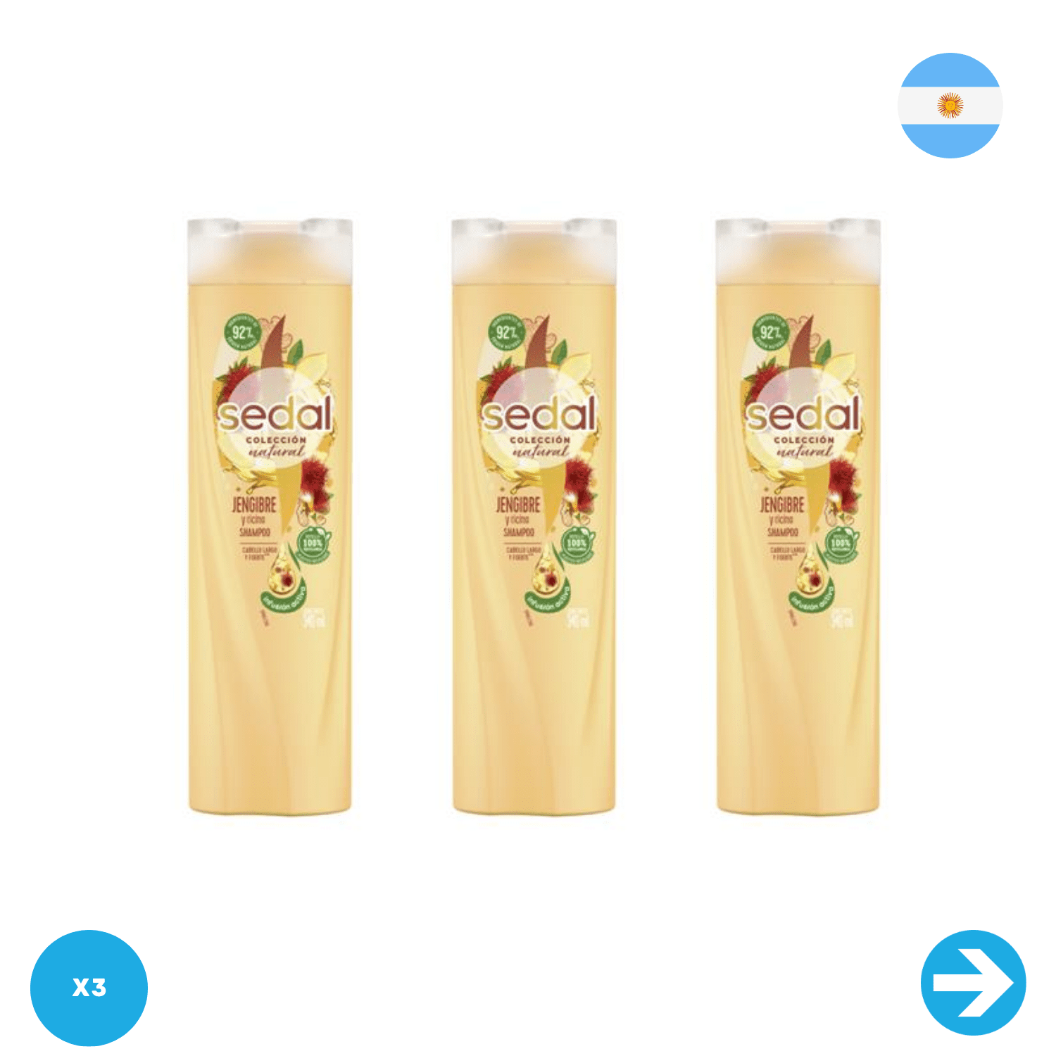 Sedal - Ginger & Castor Shampoo 340 Ml x3 Units - Walmart.com