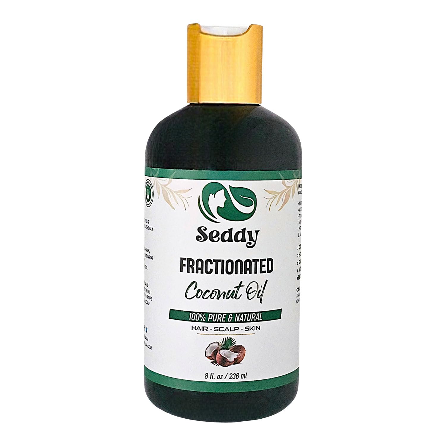 Seddy MCT Fractionated Coconut Oil - Unscented 100% Natural - Hexane ...