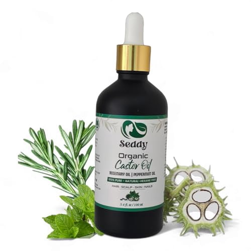 Seddy Organic Castor Oil with Rosemary & Peppermint Oil in Dark Glass ...