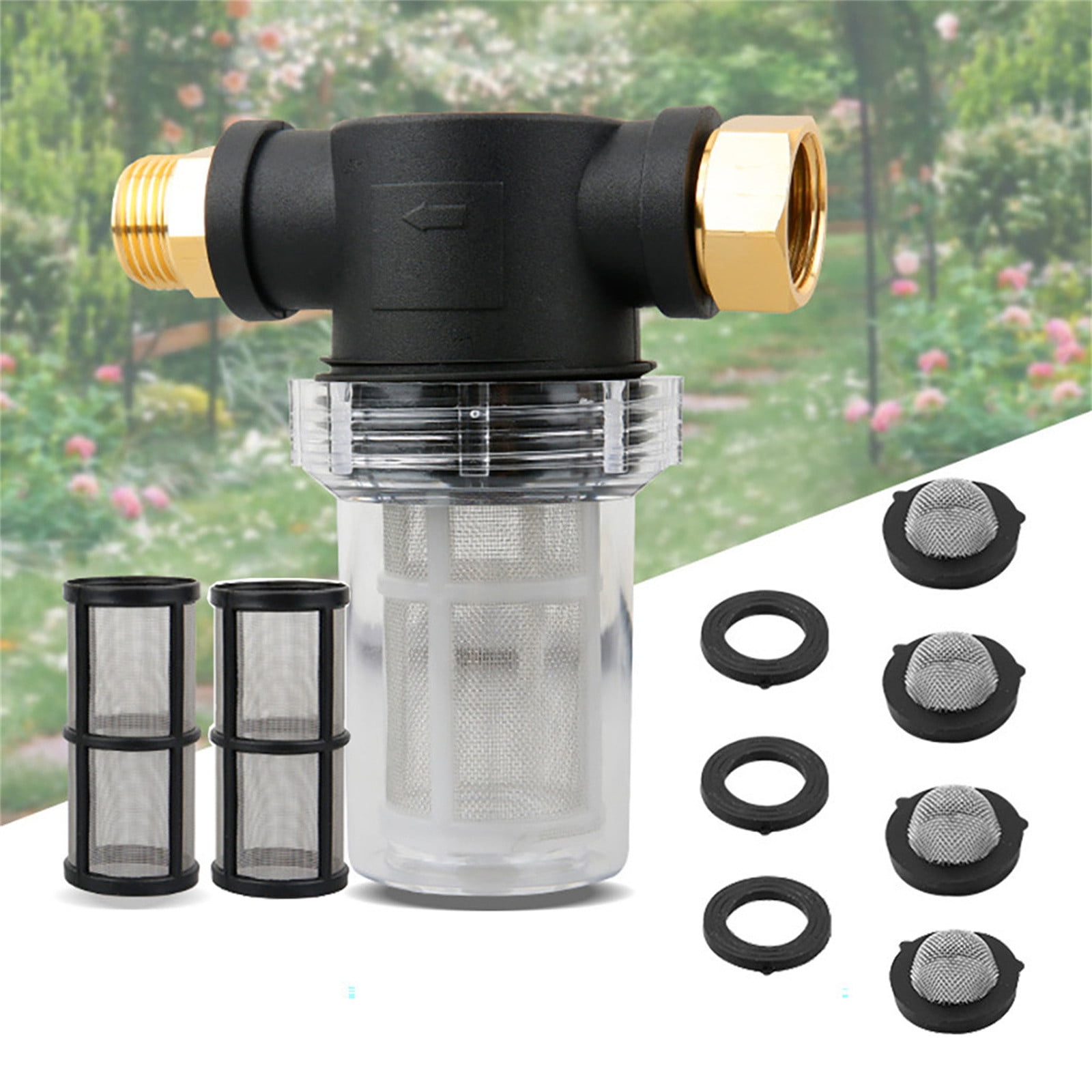 Sediment Filter Attachment for Garden Hose & Pressure Washer | 3/4" Male to Female Inlet ...