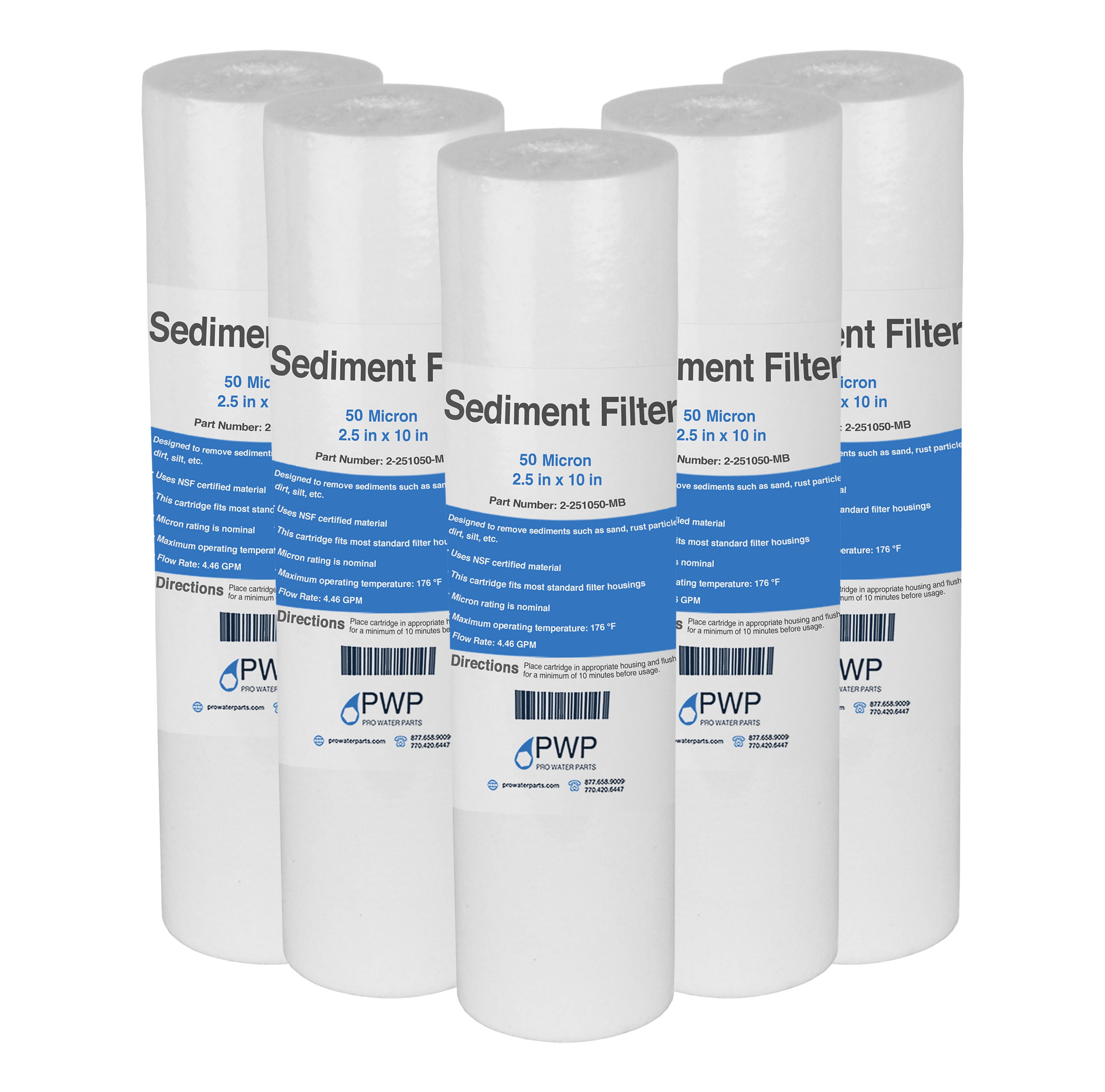 Sediment Melt Blown Water Filter Cartridge Standard 2.5x10" 50 Micron 5 Pack - Walmart.com