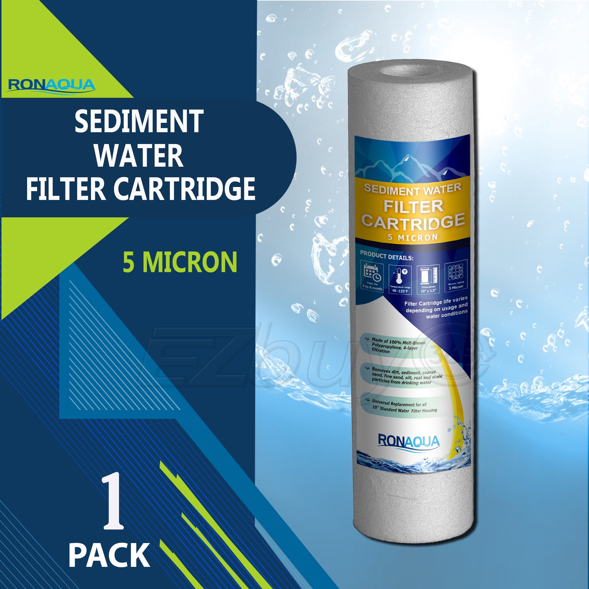 Sediment Water Filter Cartridge by Ronaqua 10"x 2.5", Four Layers of ...
