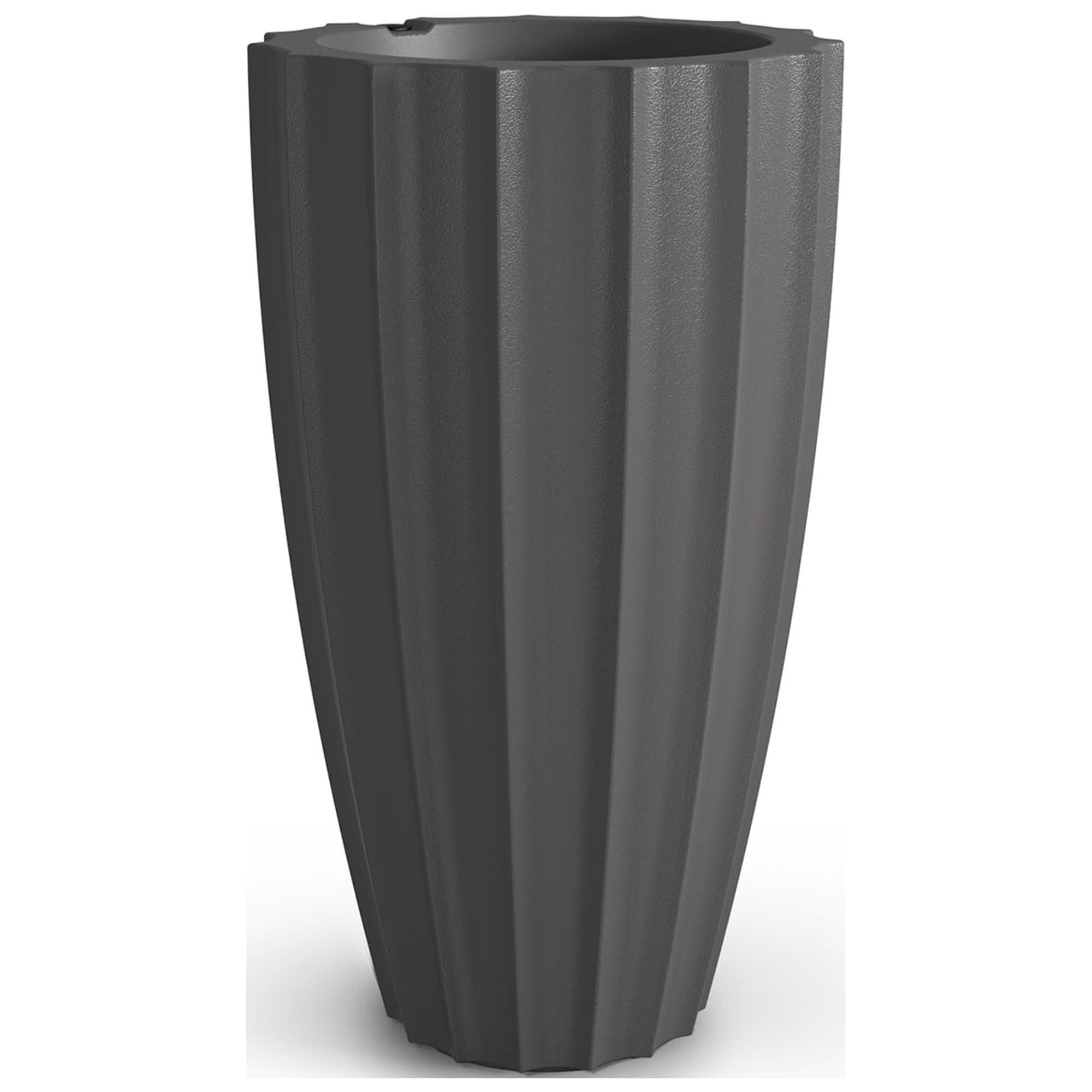 Sedona 16” x 16” x 28” Round Graphite Grey Self Watering Plastic ...