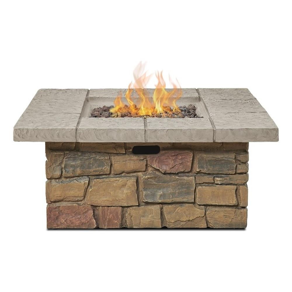 Sedona 38" Square Concrete Propane or Natural Gas Fire Pit Table in ...